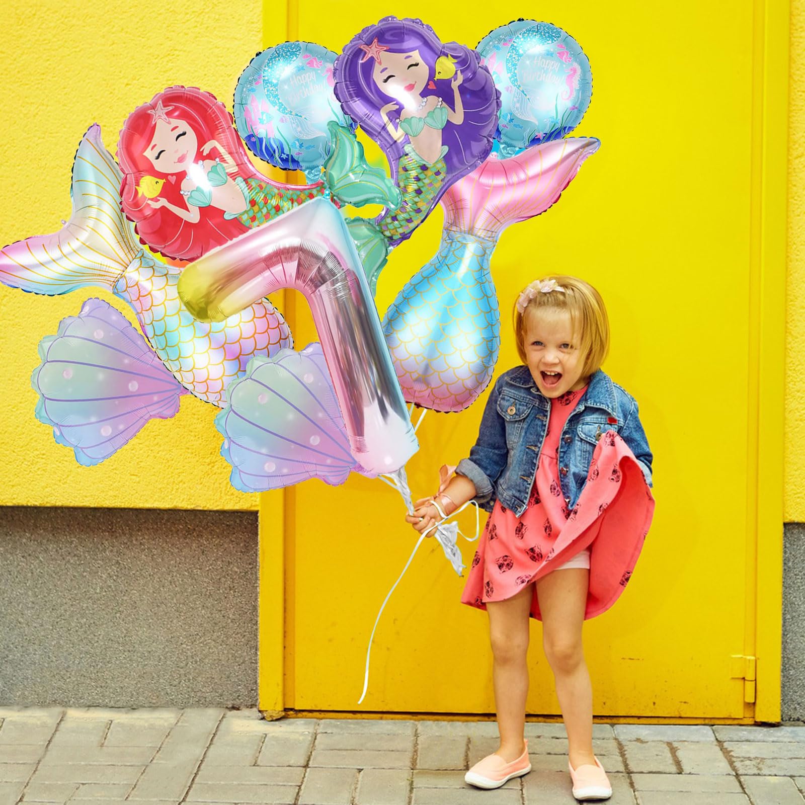 Snapklik.com : 9 Pcs Mermaid Balloons Large Number 7 Balloons Colorful ...