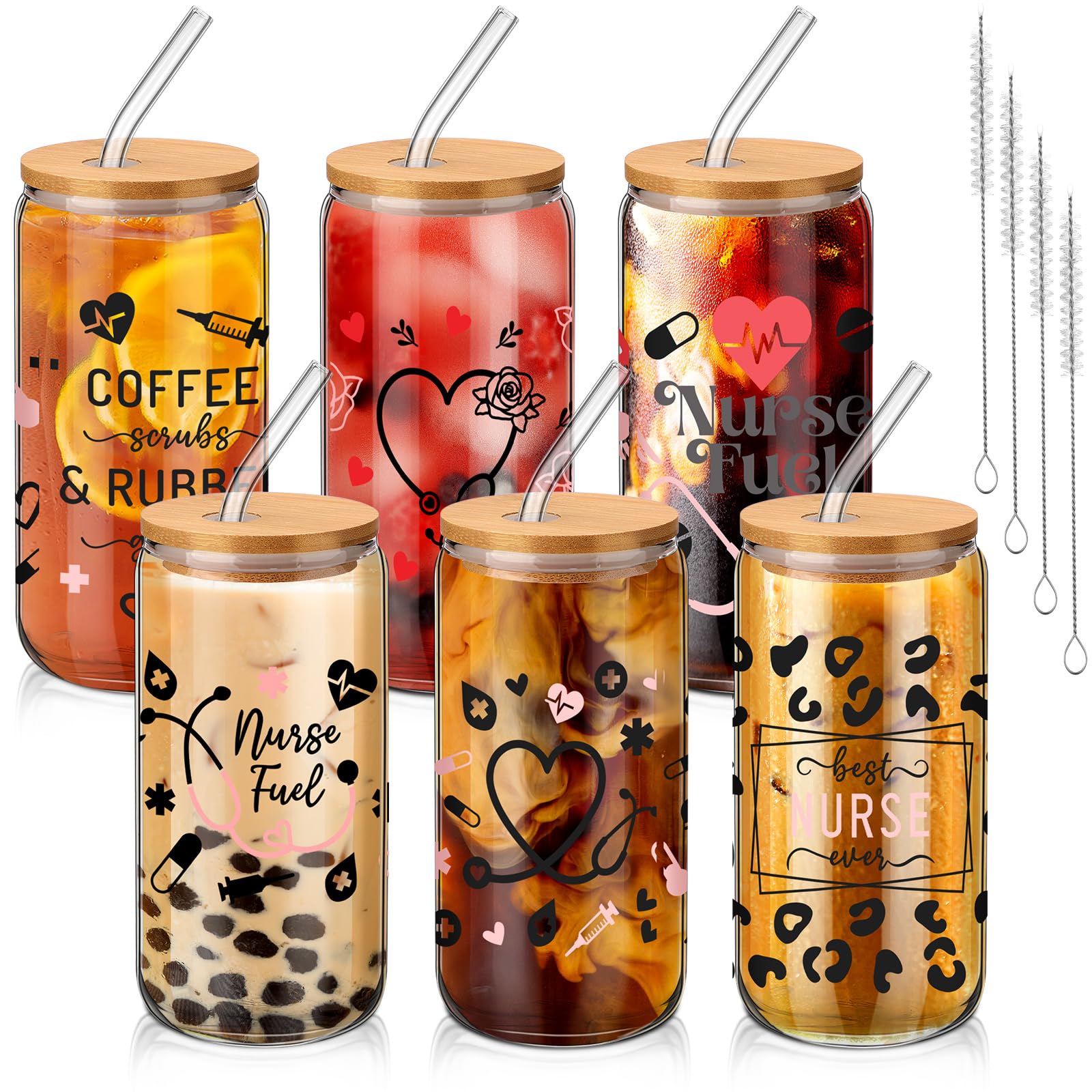 Amazon.com: SiliFine 6 Pcs Nurse's Day Drinking Cups 16 oz Nurse Glass ...