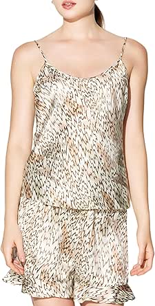 COLD POSH Mulberry Silk Pajamas for Women Leopard Print 2Pack Pajama ...