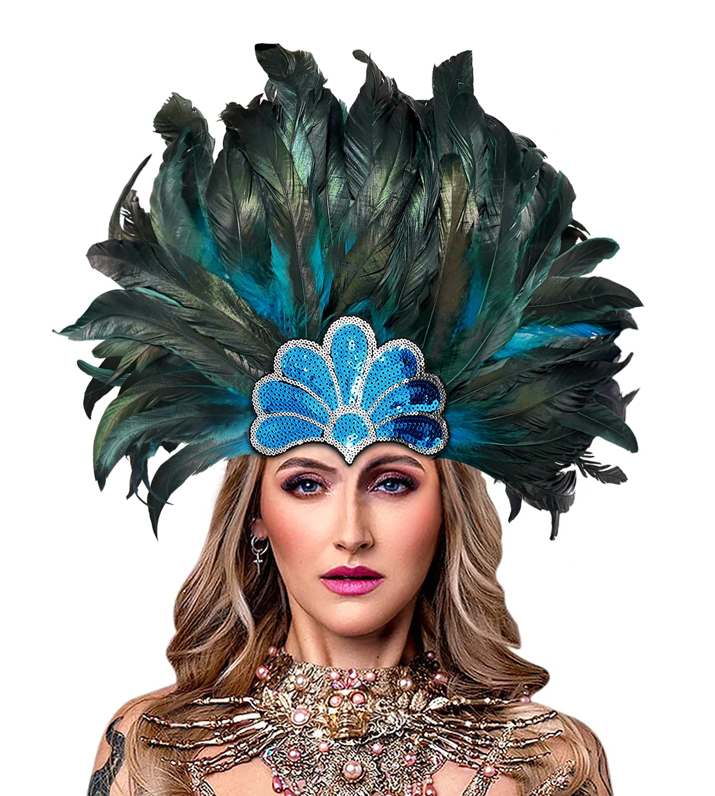 HOMELEX Women's Black Feather Headpiece Carnival Caribbean Headdress ...