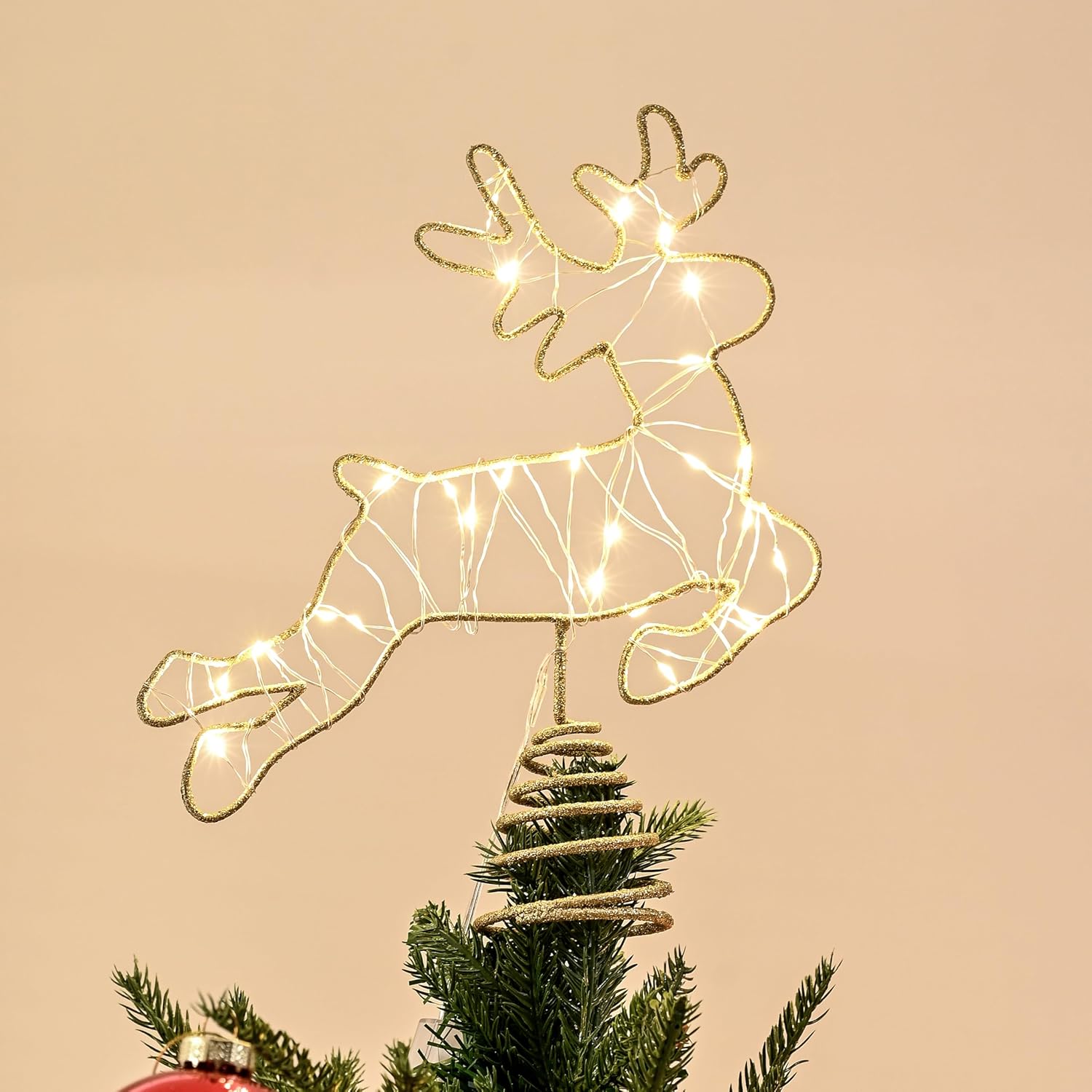 Amazon.com: AOMOONOA Light Up Reindeer Christmas Tree Topper, Metal ...