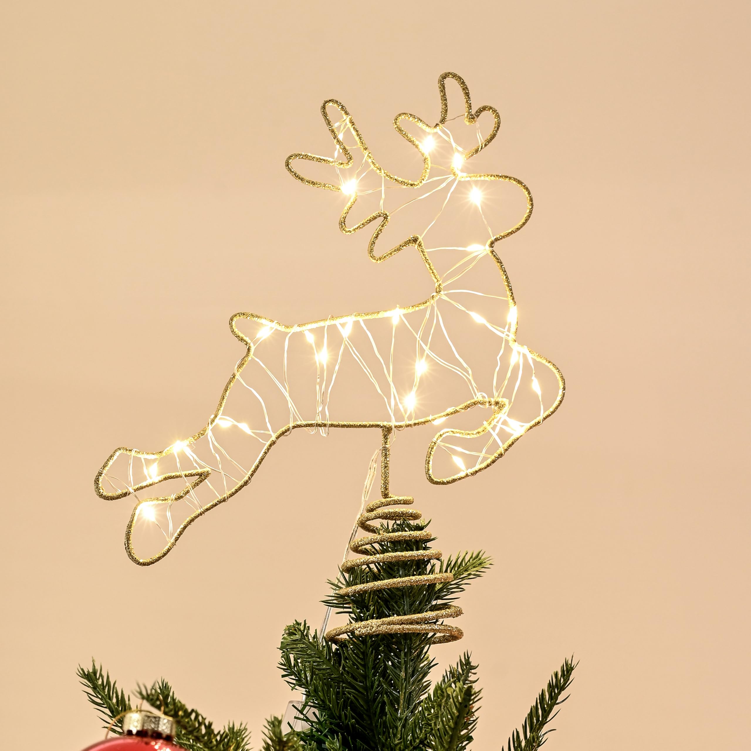 Amazon.com: AOMOONOA Light Up Reindeer Christmas Tree Topper, Metal ...