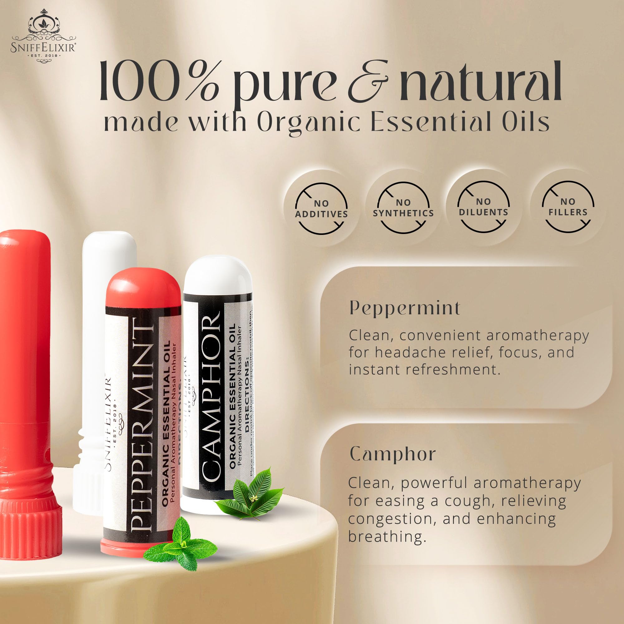 Snapklik.com : SniffElixir 2 Pack Camphor Nasal Stick + Peppermint ...