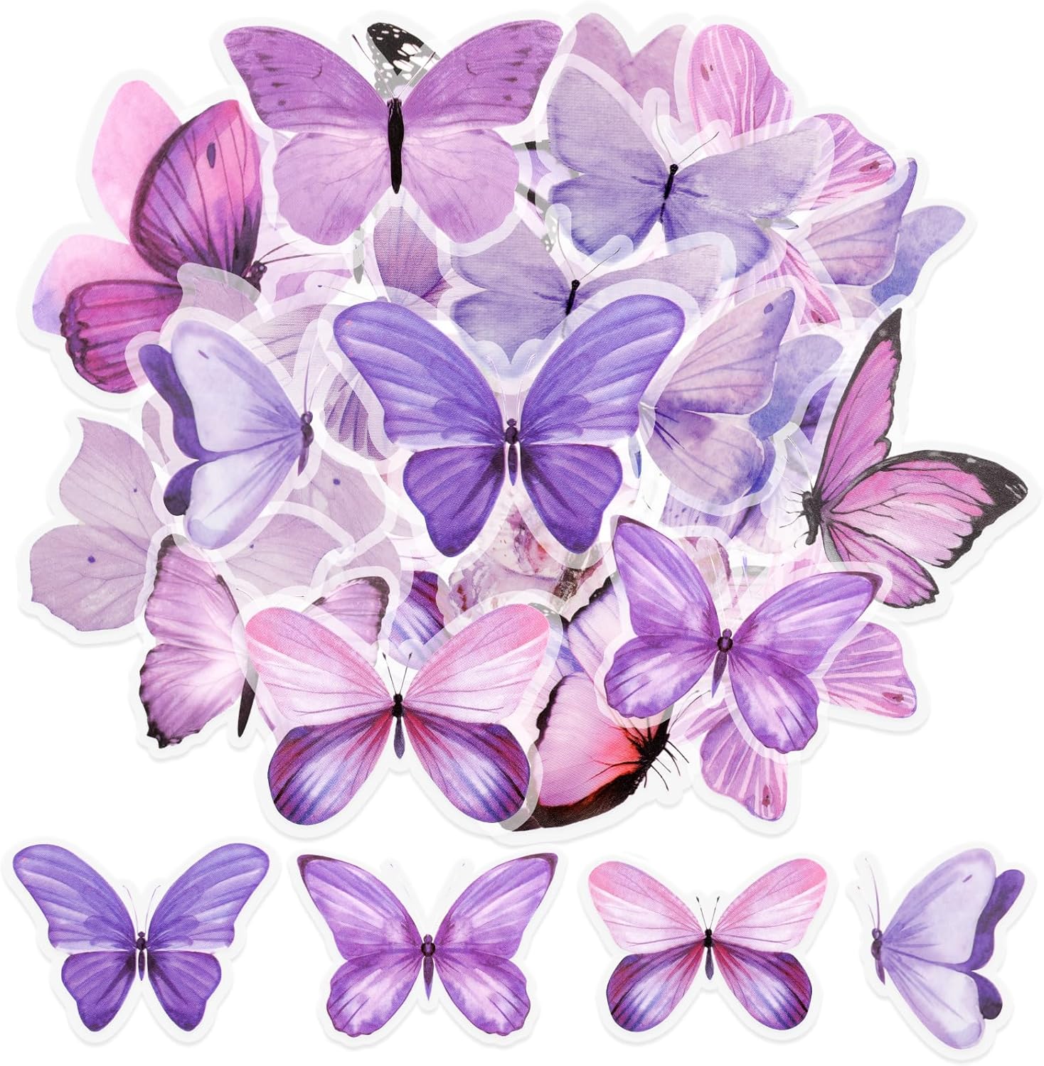 Amazon.com: MOZEAT LENS Purple Butterfly Stickers Transparent Colorful ...