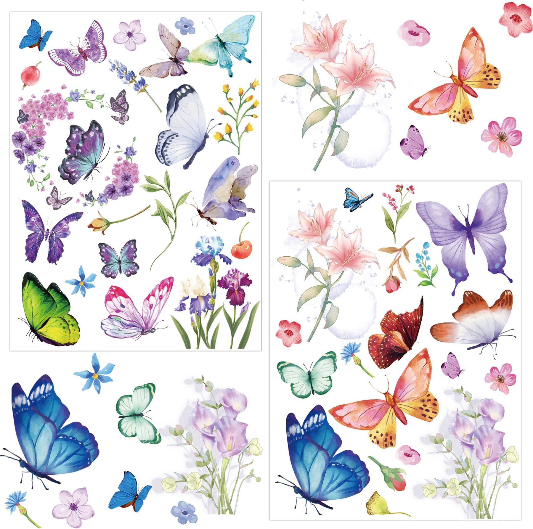 Amazon.com: 8.26 x 11.69 inch Butterfly Rub on Transfer Decals Stickers ...