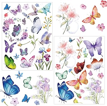 Amazon.com: 8.26 x 11.69 inch Butterfly Rub on Transfer Decals Stickers ...