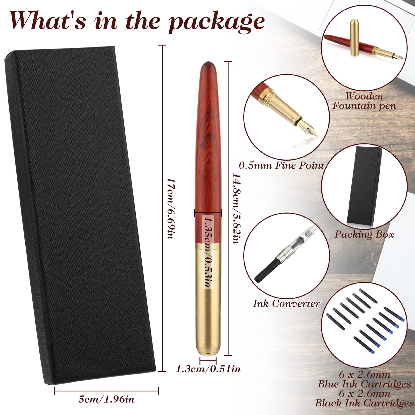 Snapklik.com : Cobee Handcrafted Wooden Fountain Pens Set, Vintage ...