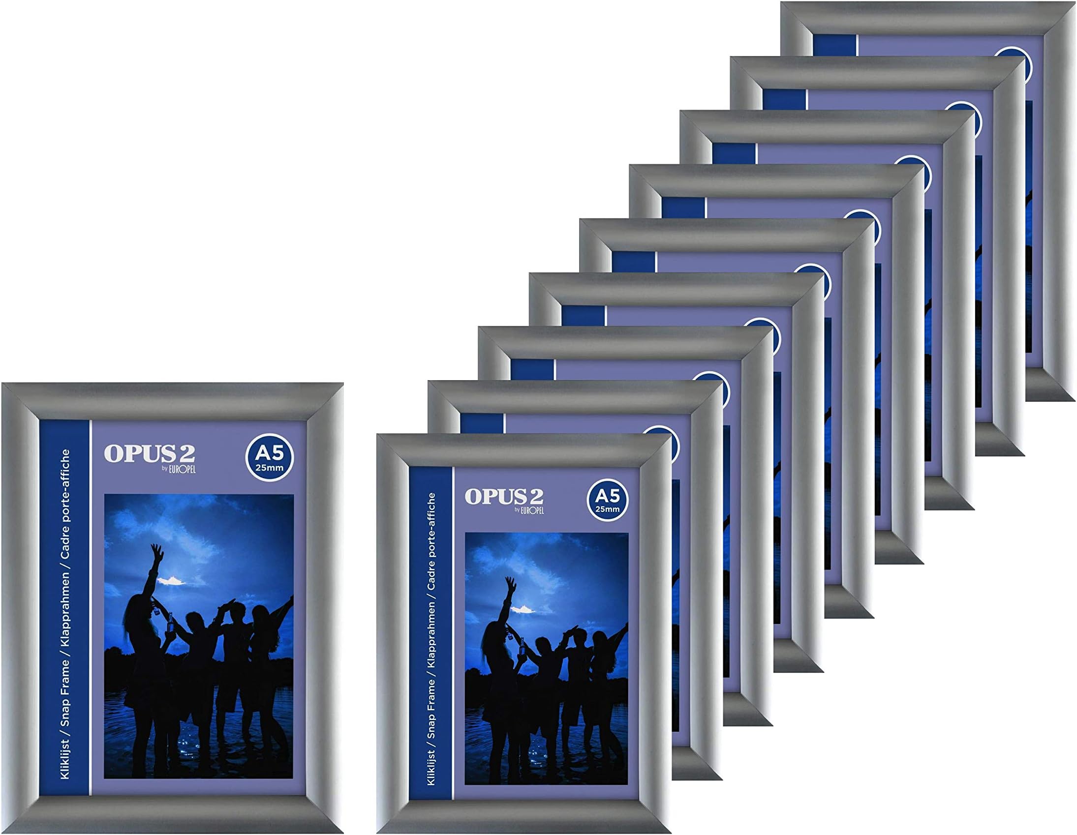 10 Snap Frames A5, 25 mm | Aluminium Anodised Construction & Anti-Glare ...