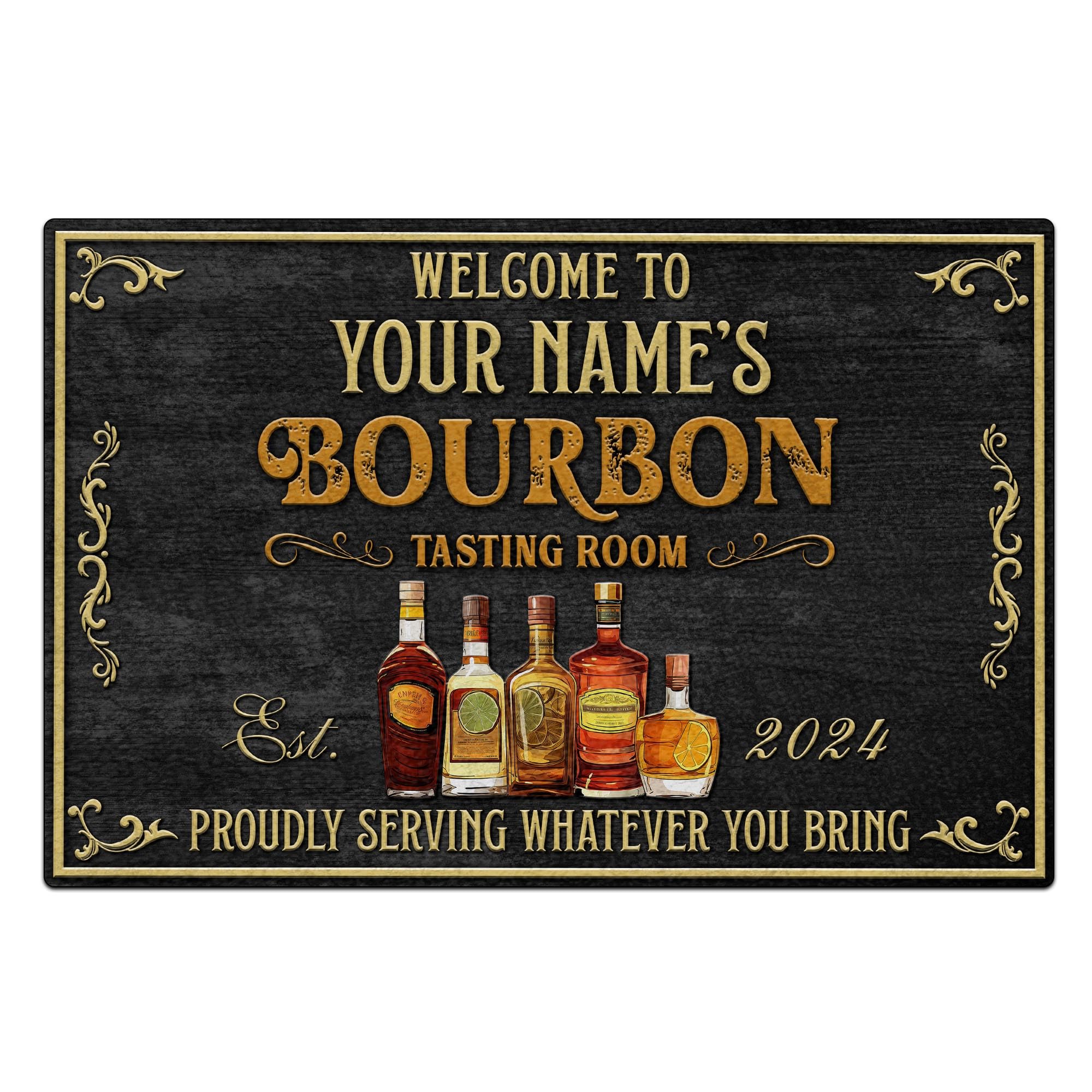 Amazon.com: Artsy Woodsy Personalized Bourbon Bar Doormat, Drying ...