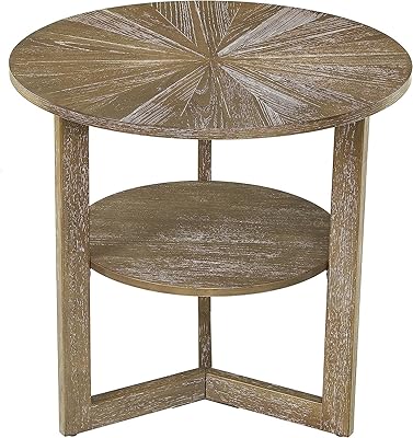 Amazon.com: MODERION Round End Table, Farmhouse Side Table with Storage ...