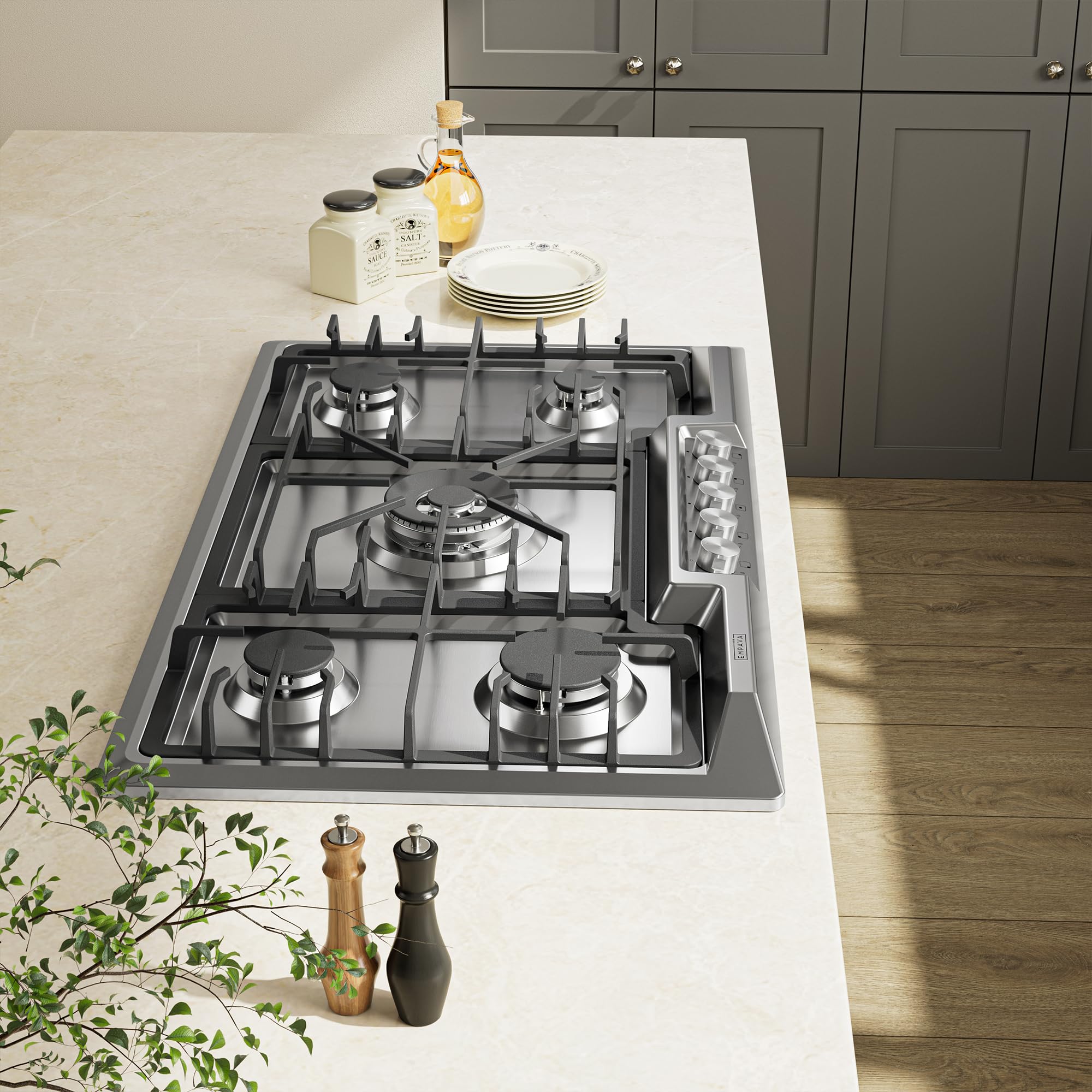 Snapklik.com : 36 Inch Gas Stove Cooktop 5 Italy Sabaf Sealed Burners ...