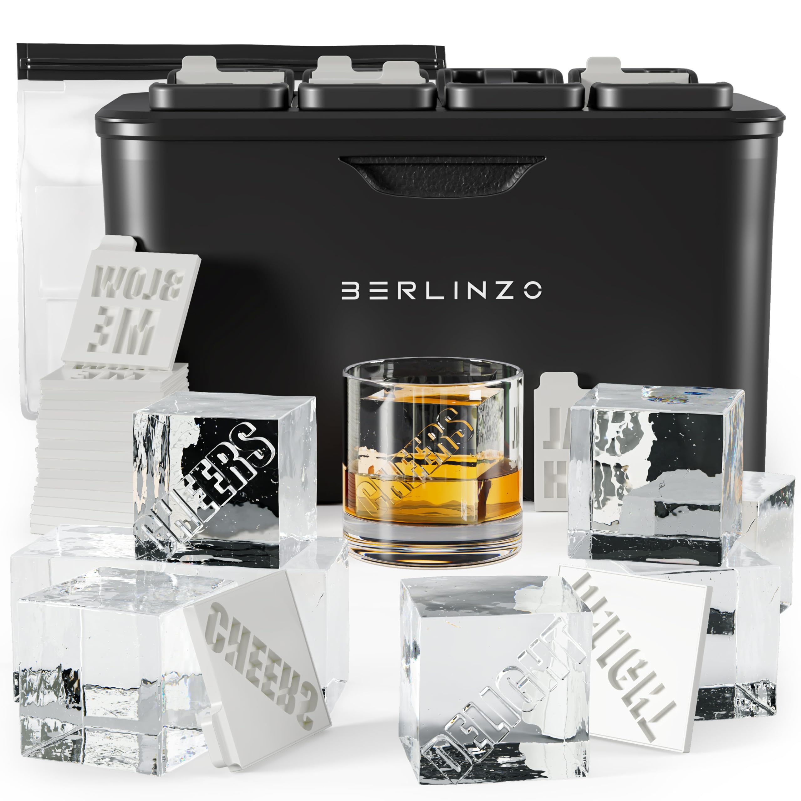Amazon.com: Berlinzo Premium Clear Ice Cube Maker - Large 2.1-inch ...