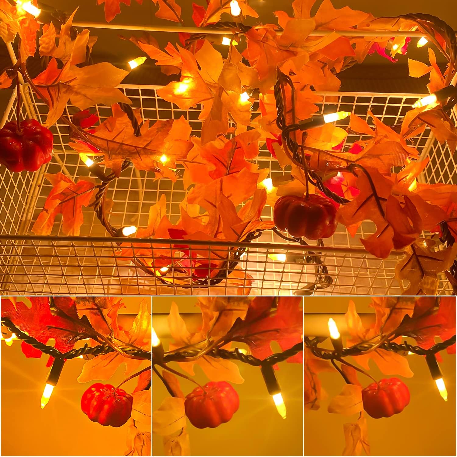 Amazon.com: Thanksgiving Decorations Fall Maple Leaf String Lights Plug ...