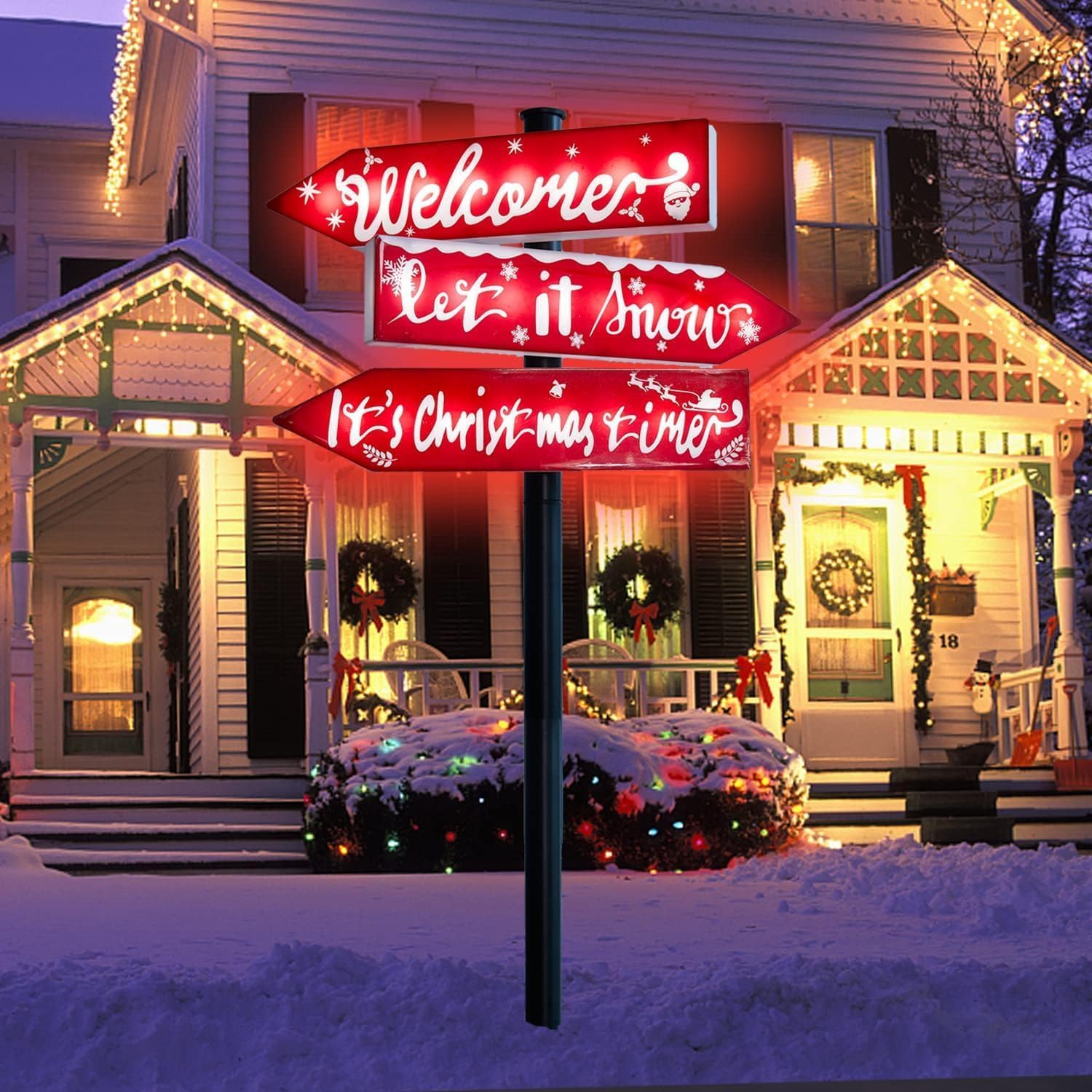 Amazon.com : Solar Christmas Decoration Sign Lights, Waterproof 39 ...