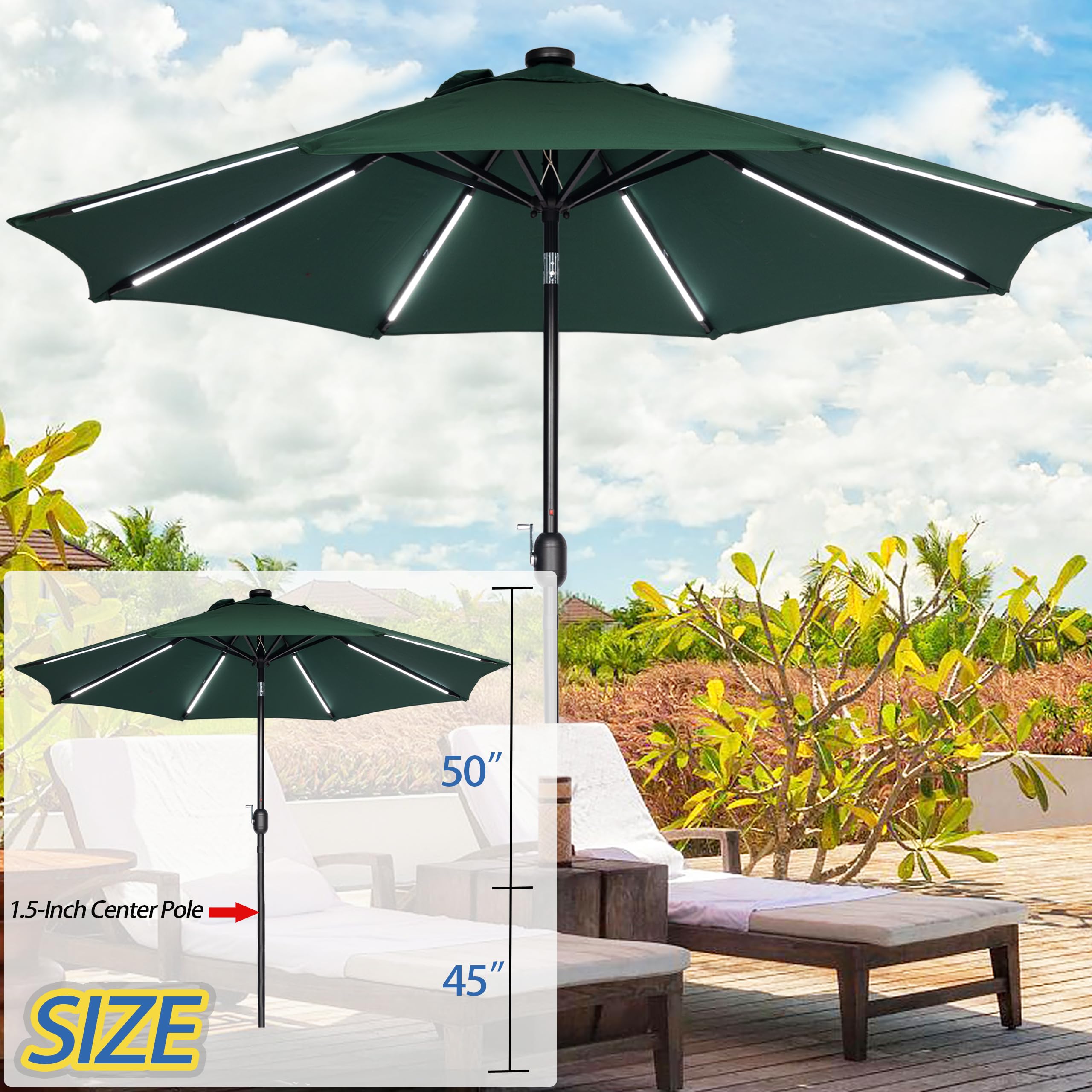 Snapklik.com : Sunnyglade 9 FT Solar LED Lighted Patio Umbrella