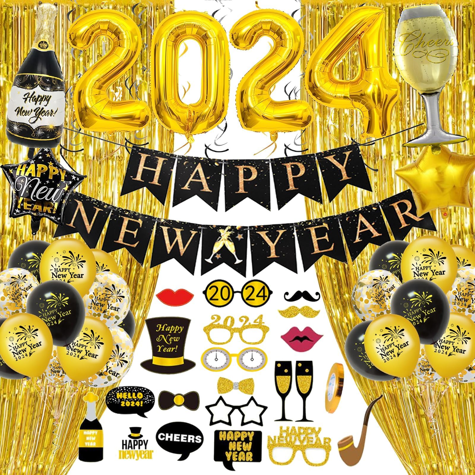 Silvester Deko 2024 Neujahr Party Dekoration Set, Silvester Foto ...