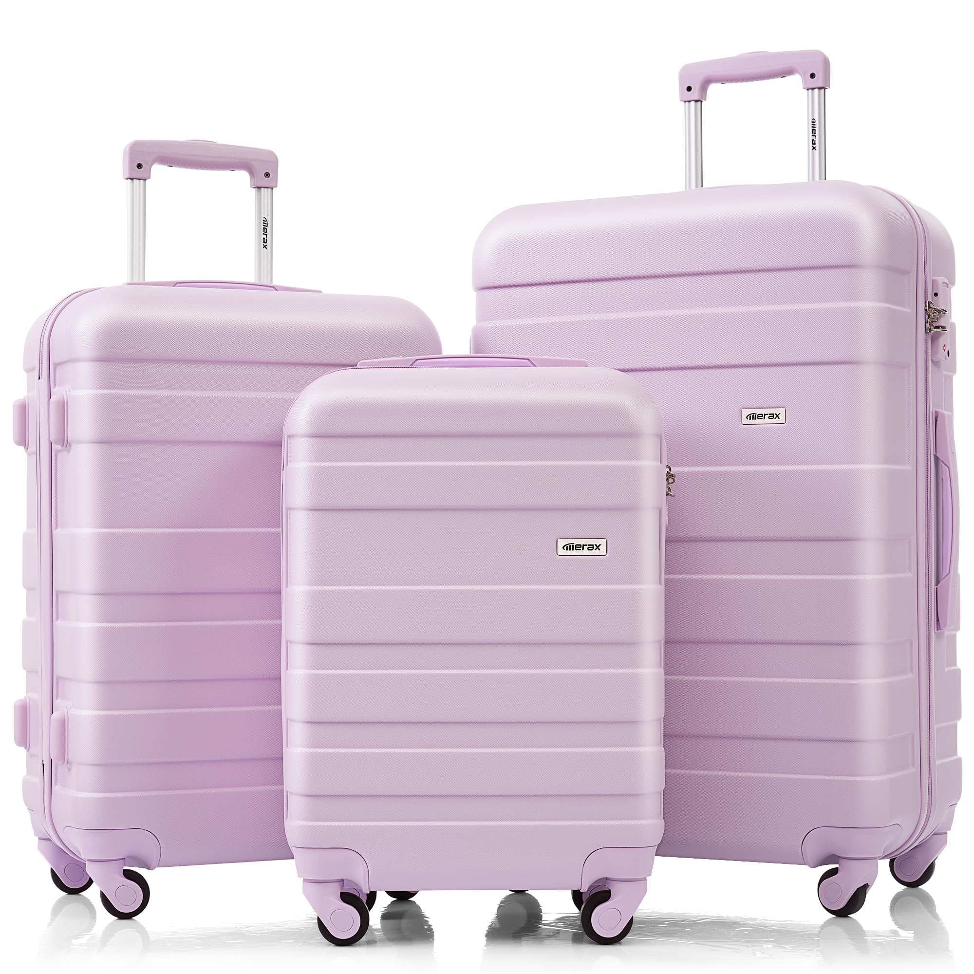 Amazon.com | Merax 3 Pcs ABS Hardside Luggage Sets TSA Lock Spinner Wheel Suitcase, Baby Purple ...
