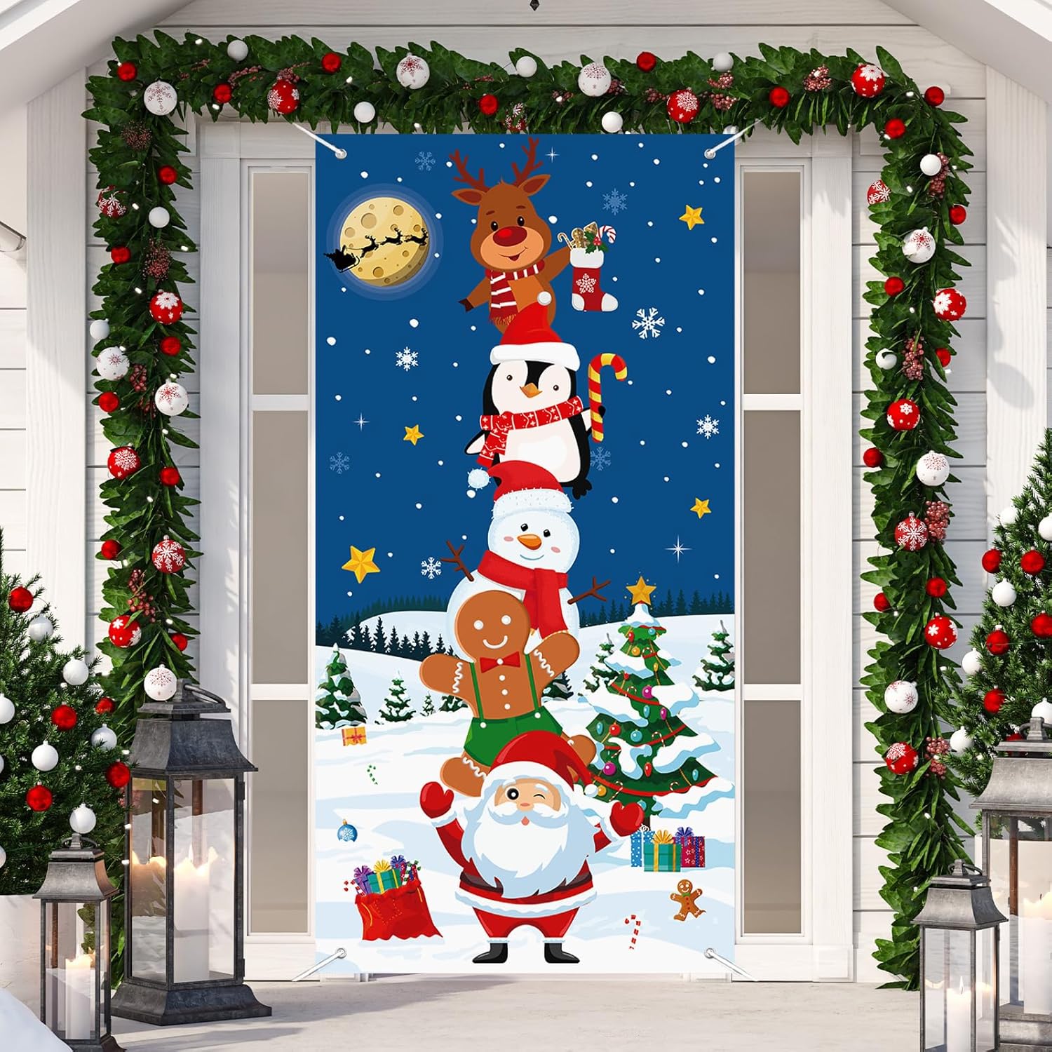 Amazon.com: Christmas Door Cover Decoration, Christmas Gingerbread ...