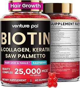 Amazon.com: Venture Pal Biotin Gummies with Collagen & Keratin - Hair Growth Support Skin and ...
