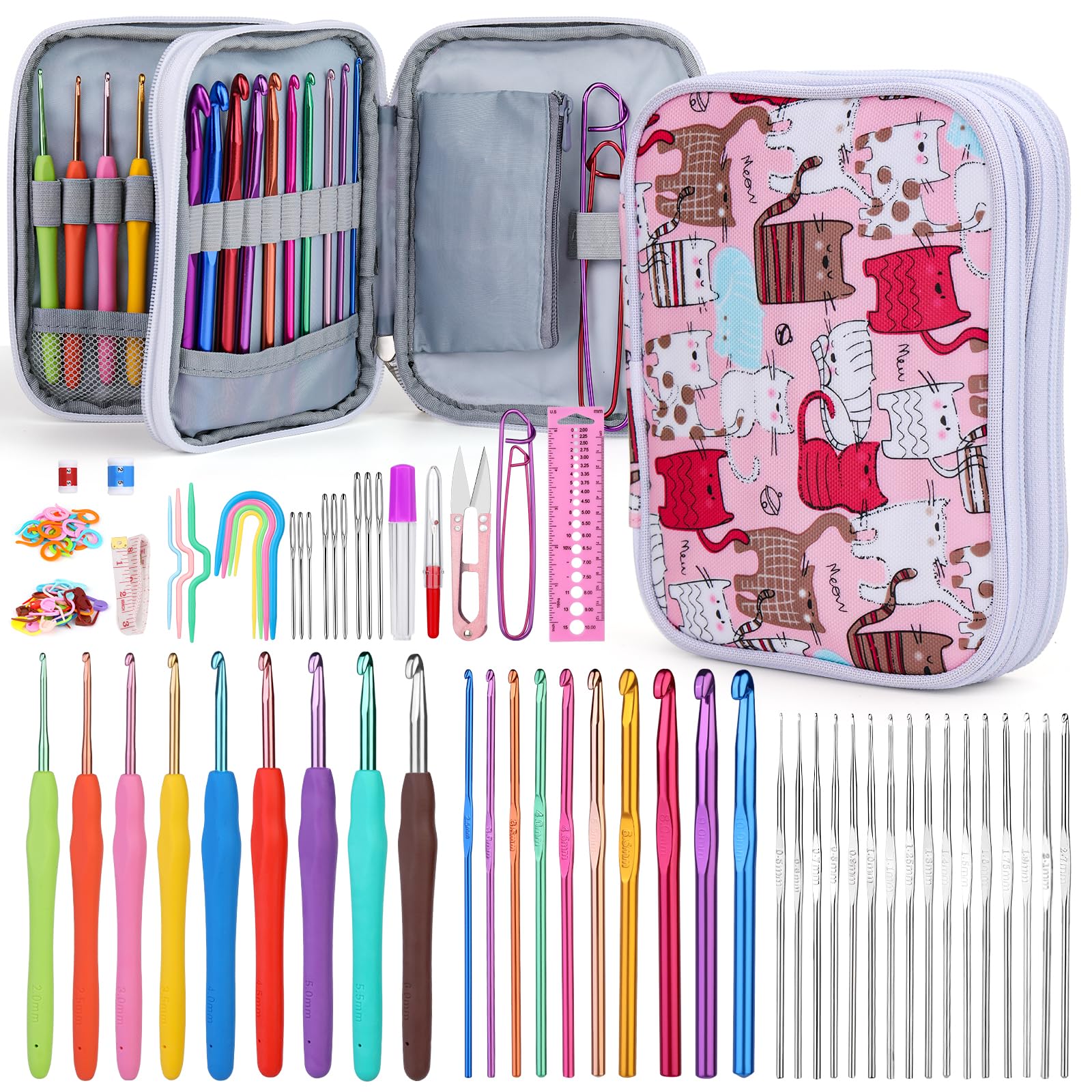 101 Pack Crochet Hook Set, 35 Pcs Ergonomic Crochet Hook, Crochet Kit ...