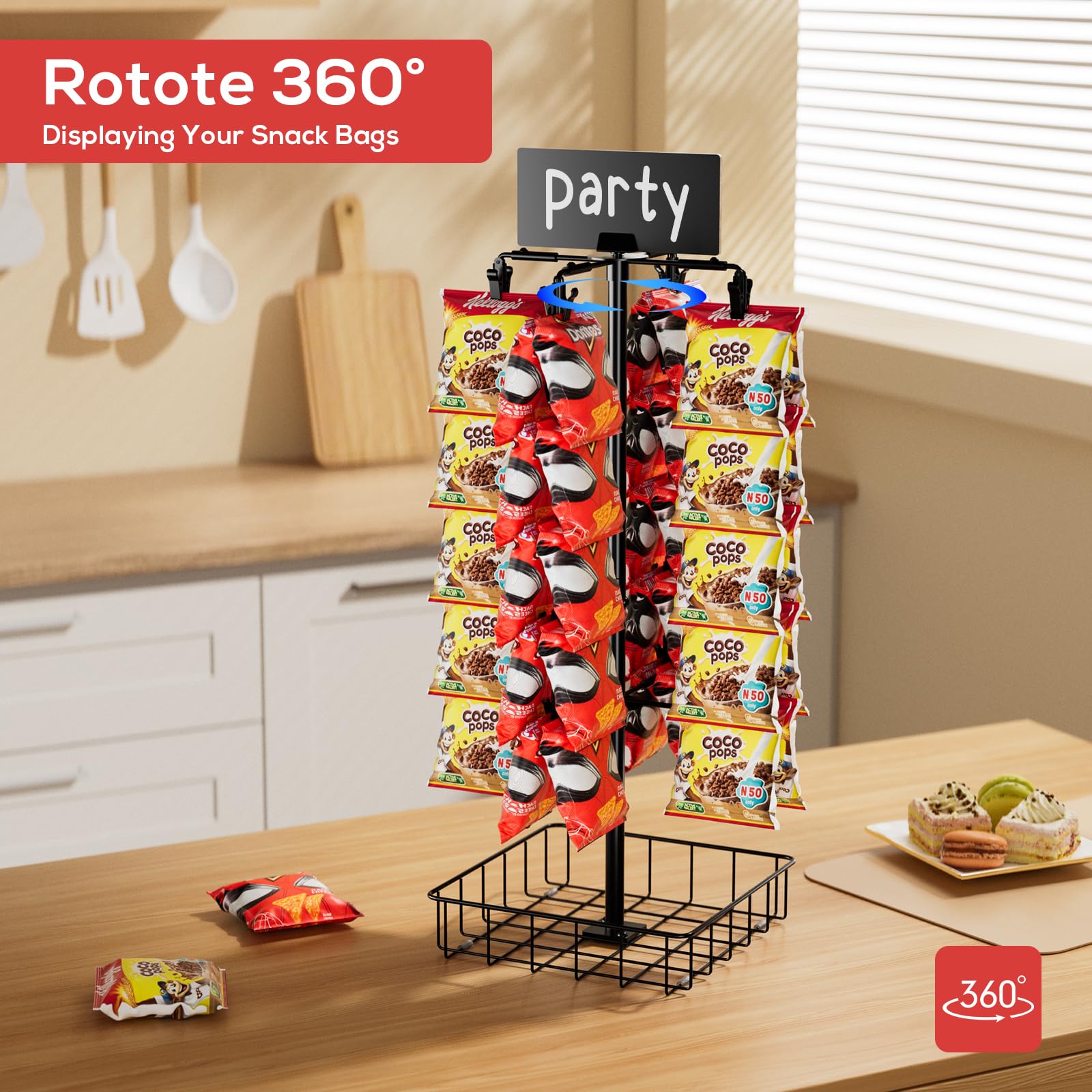 Snapklik.com : Chip Rack Display Stand, Chip Bag Holder For Party 360 ...