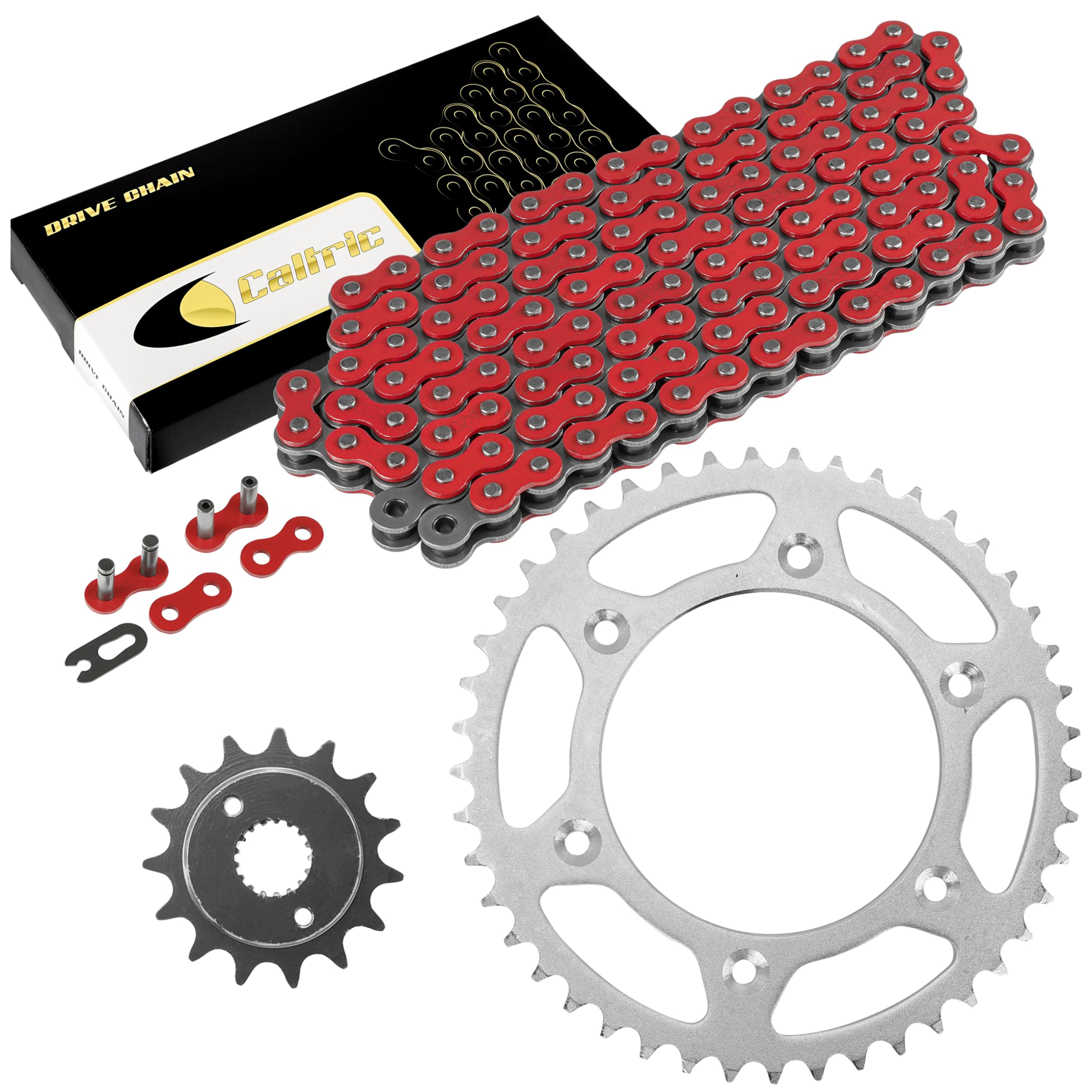 Amazon.com: Caltric Red Drive Chain And Sprocket Kit Compatible with ...
