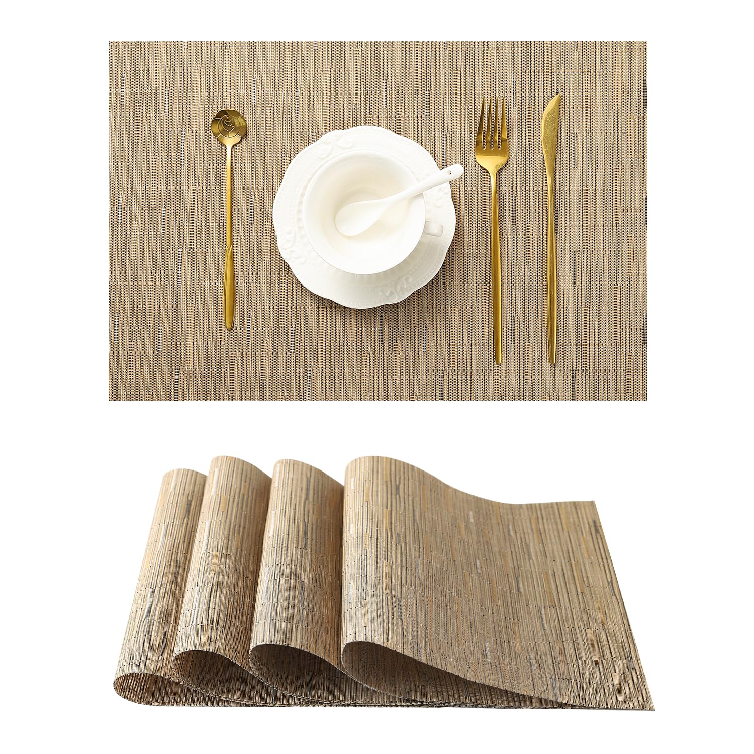 Amazon.com: Leetaltree Light Brown Placemats Set of 4 - Heat Resistant ...