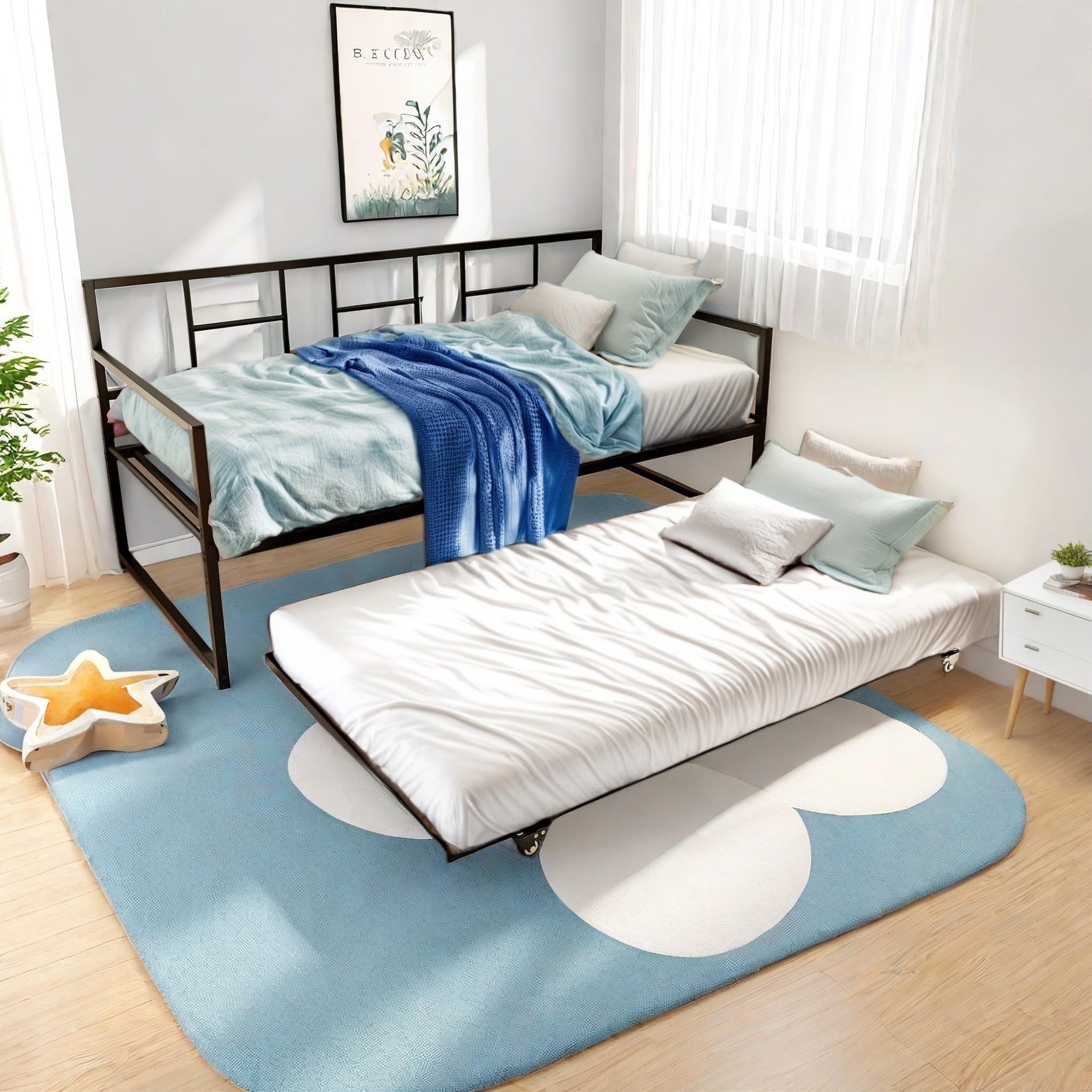 Amazon.com: YITAHOME Daybed with Trundle, Adjustable Height Twin Daybed ...