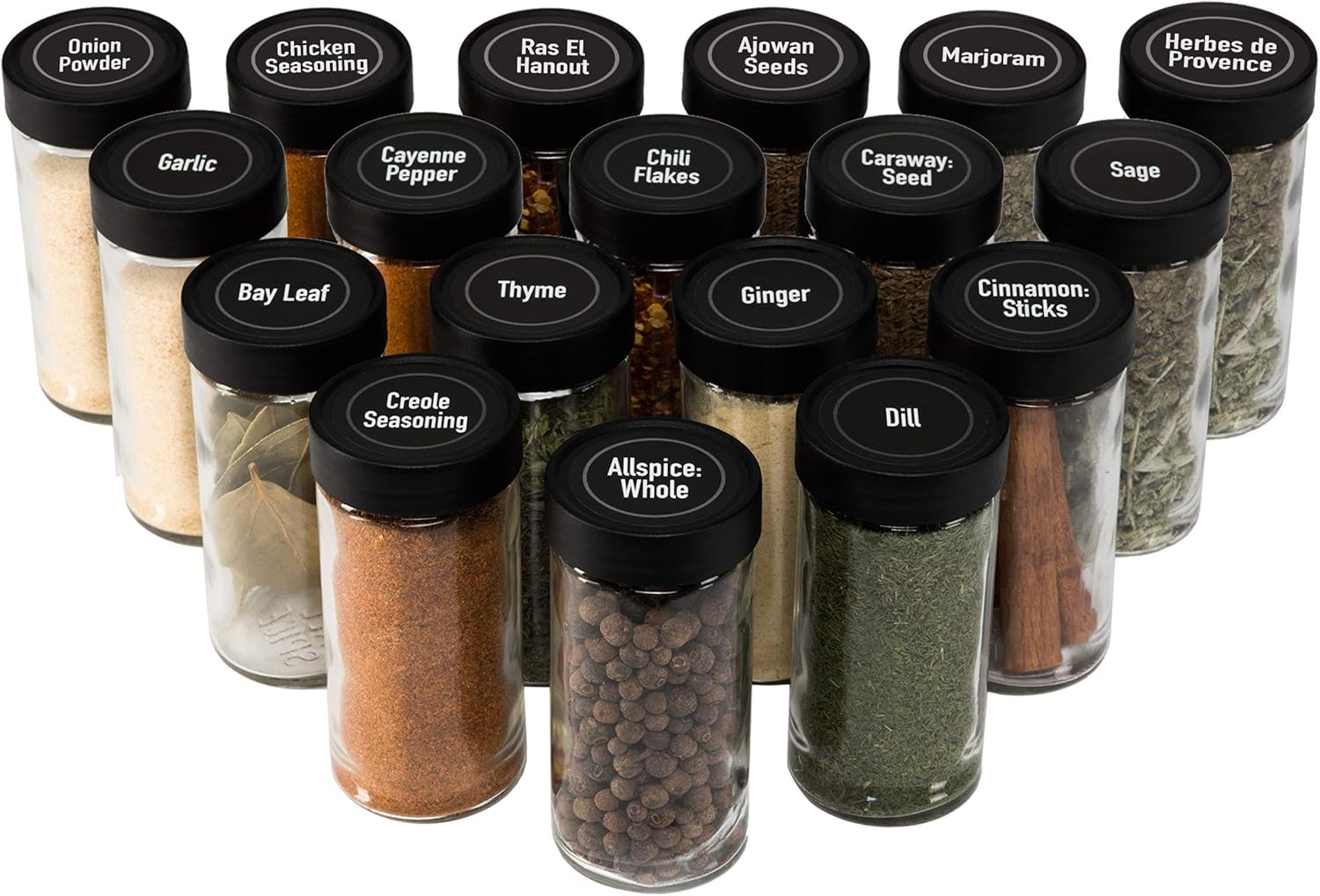 Amazon.com: AllSpice 4" Glass Spice Jars 4 fluid ounces- 18 Pack: Home ...