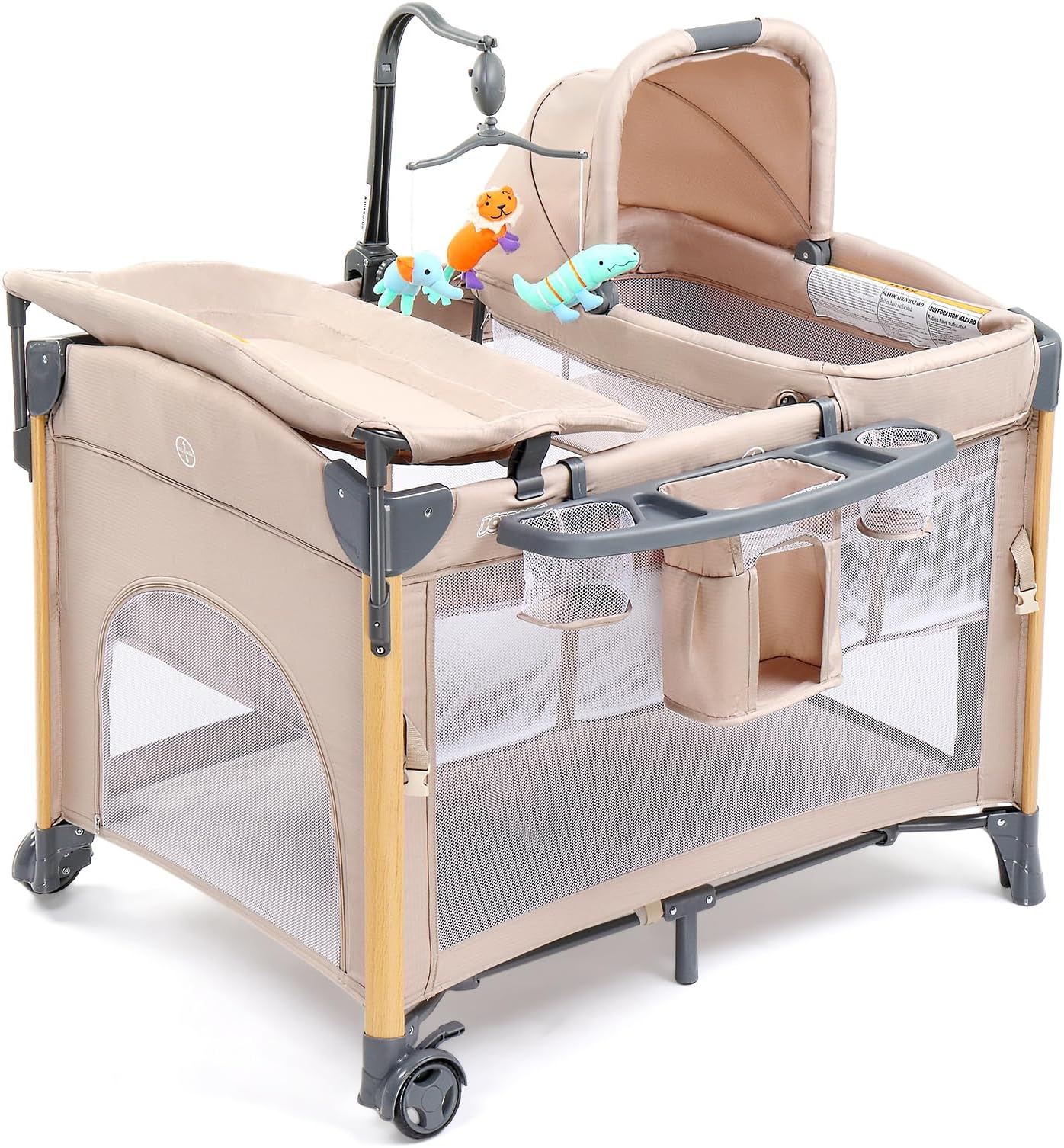 Amazon.com : JOYMOR 7 in 1 Bedside Bassinet with Changing Table, All in ...