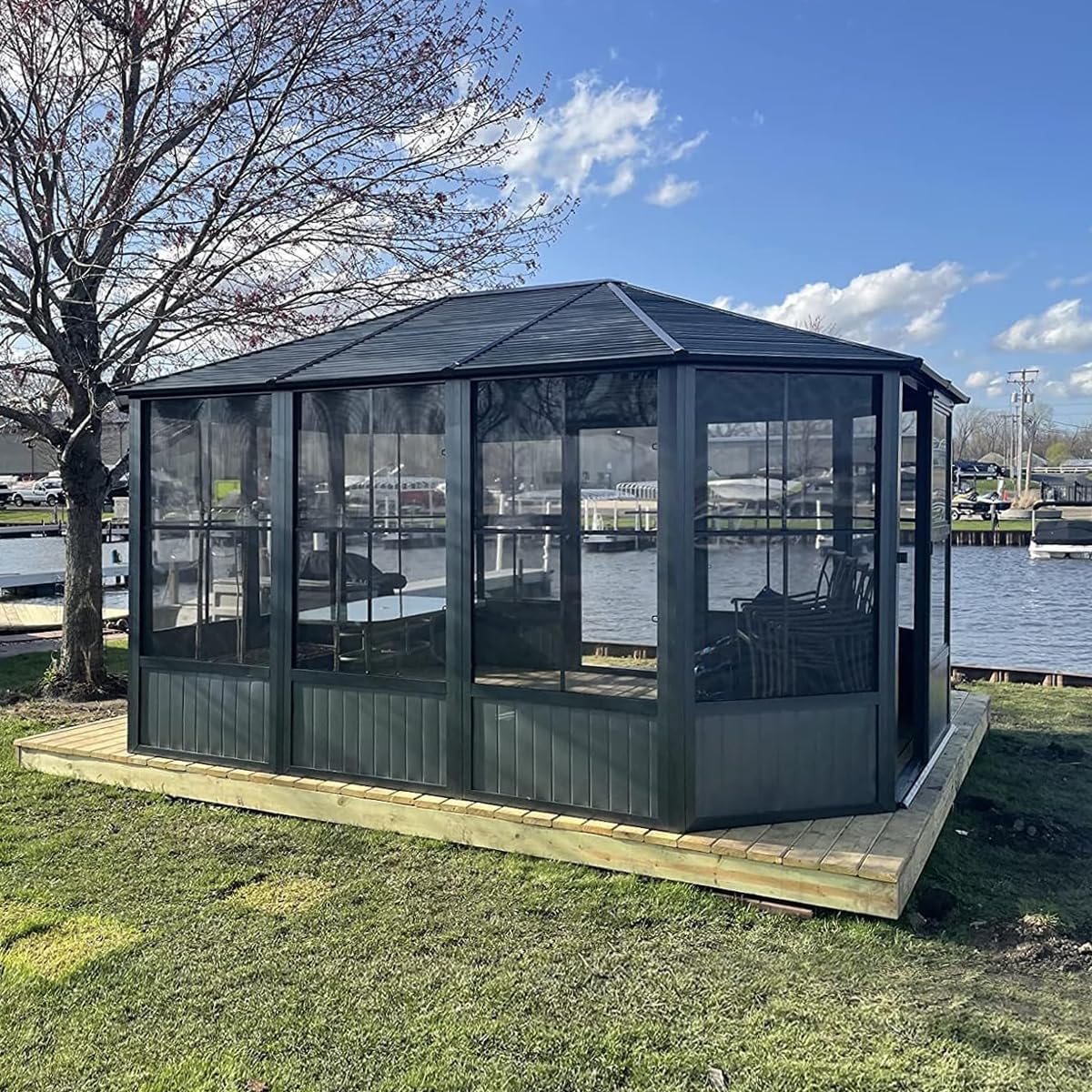 Amazon.com : ZJBFXY88 13 x 13 FT Sunroom, Gazebos, Octagonal Solarium ...