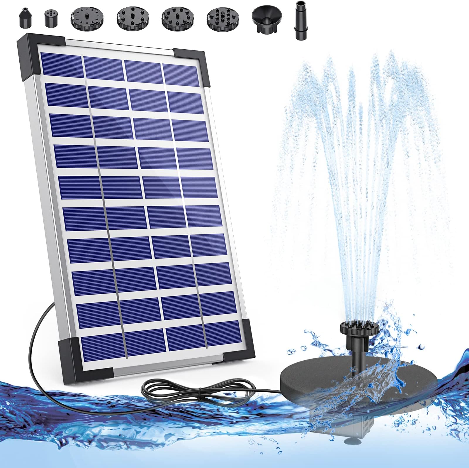 Amazon.com: Sunlitec Solar Fountain with Panel Water Pump for Bird Bath ...
