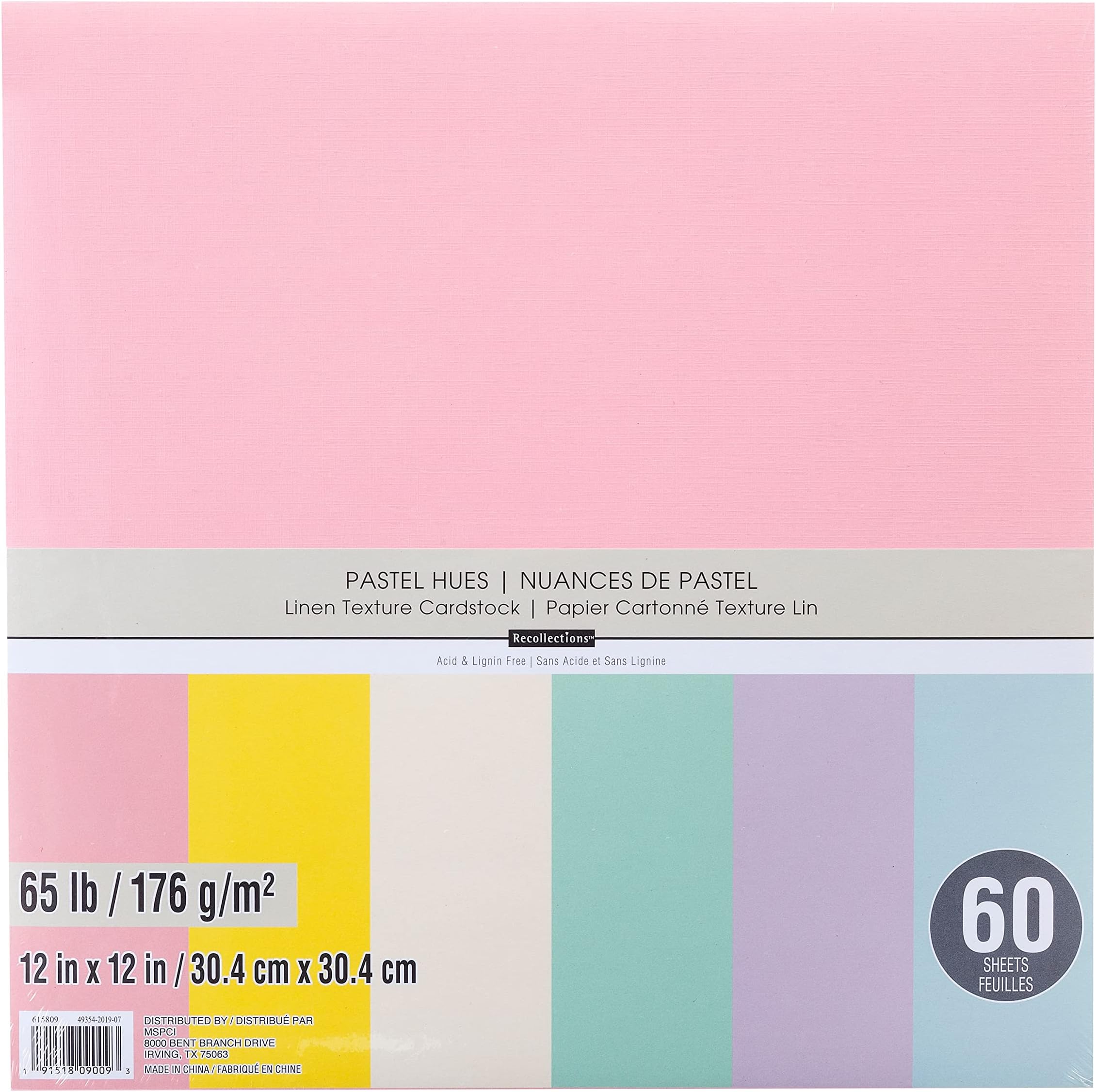 Amazon.com : Pastel Hues 12”; x 12”; Linen Texture Cardstock by ...