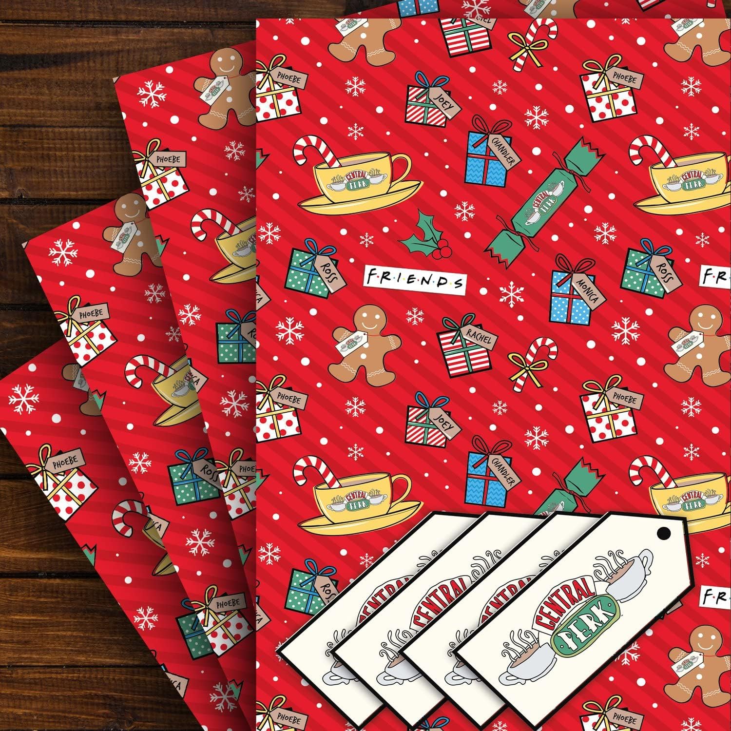 Friends Wrapping Paper, Friends 2 Sheet 2 Tag Wrapping Paper, Birthday ...