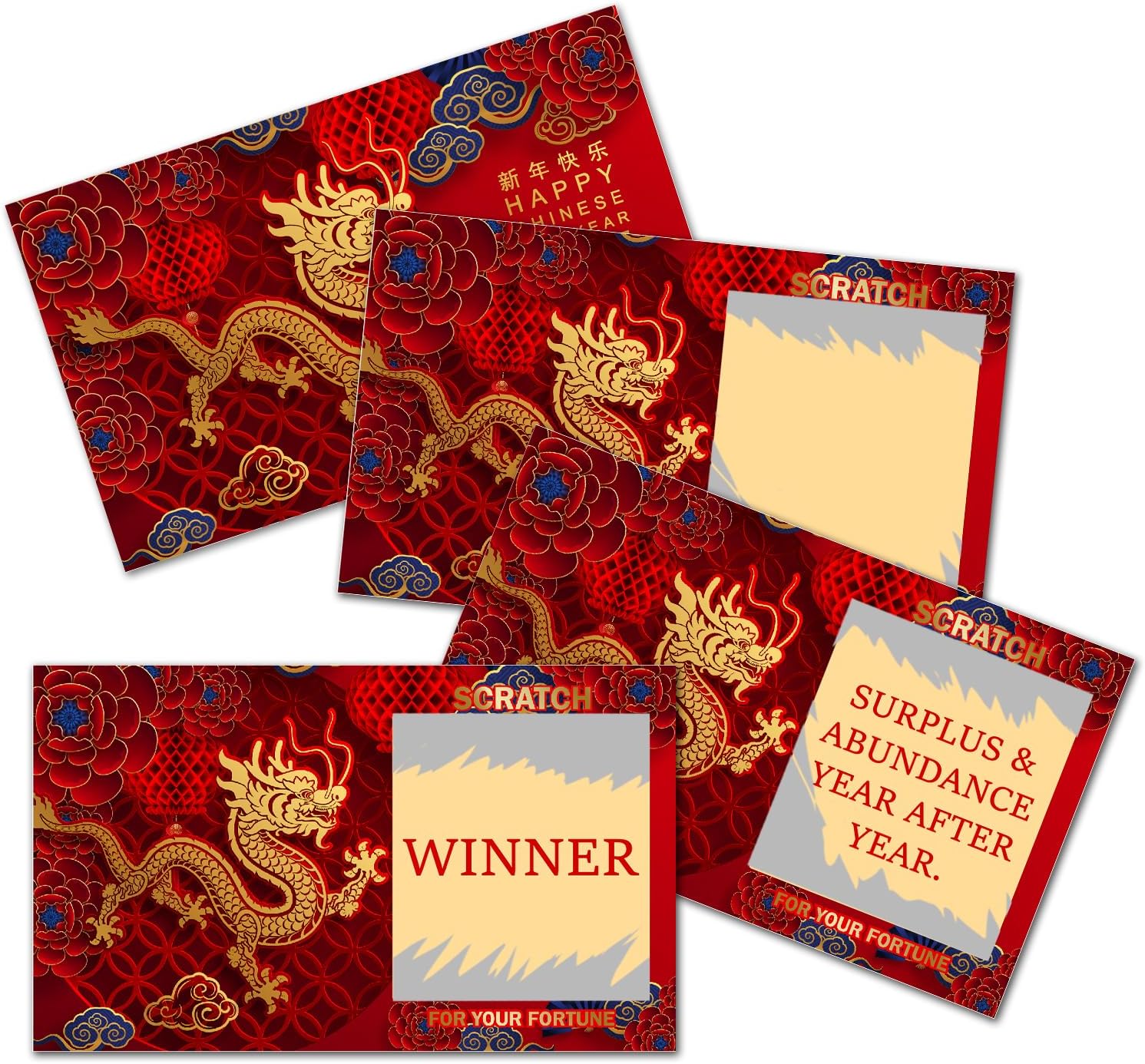 Amazon.com: Chinese New Year Scratch Off Game Cards (36 Packs) Lunar ...