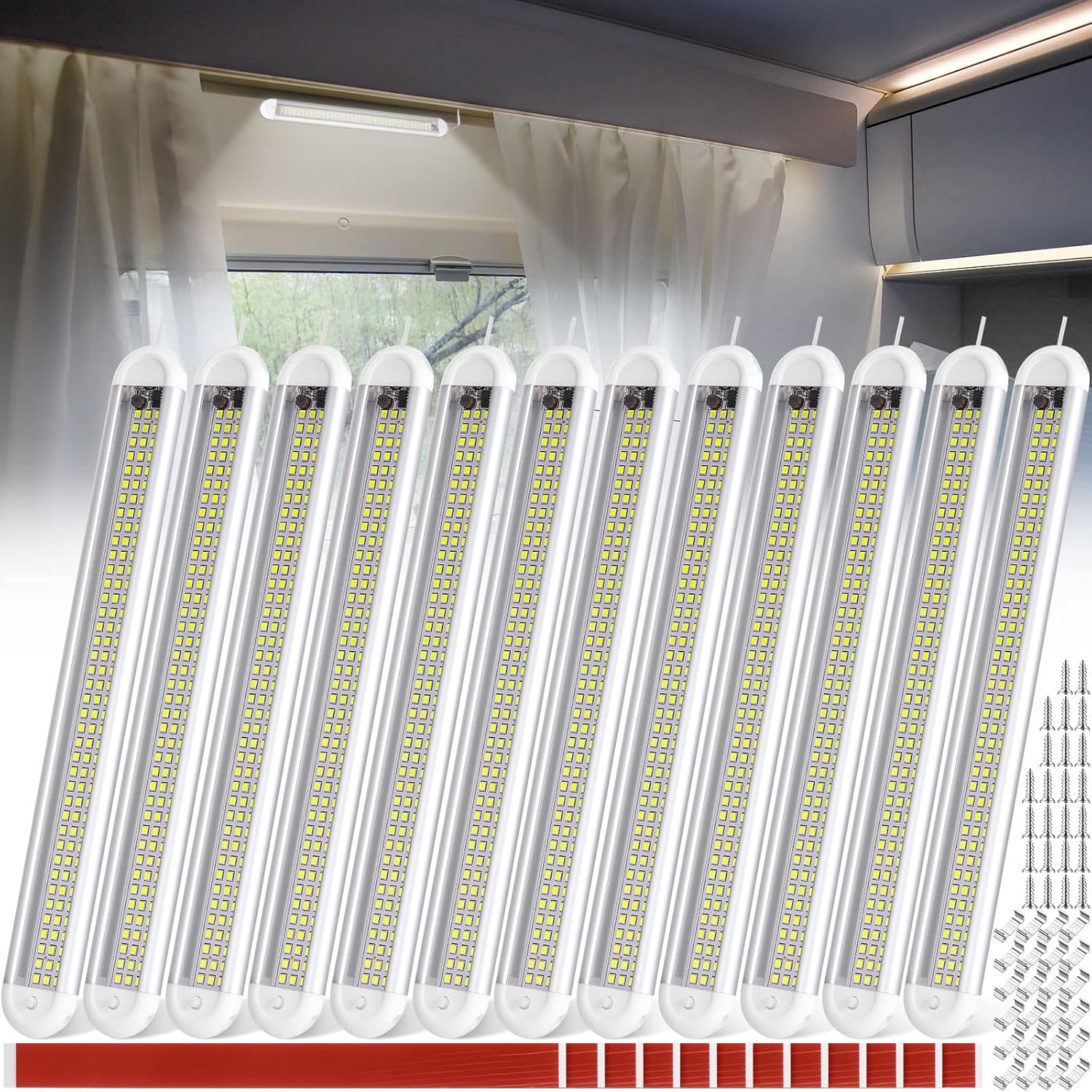 Amazon.com: 12 Pcs 12 Volt LED Light Strips 12v LED Interior Light Bar ...