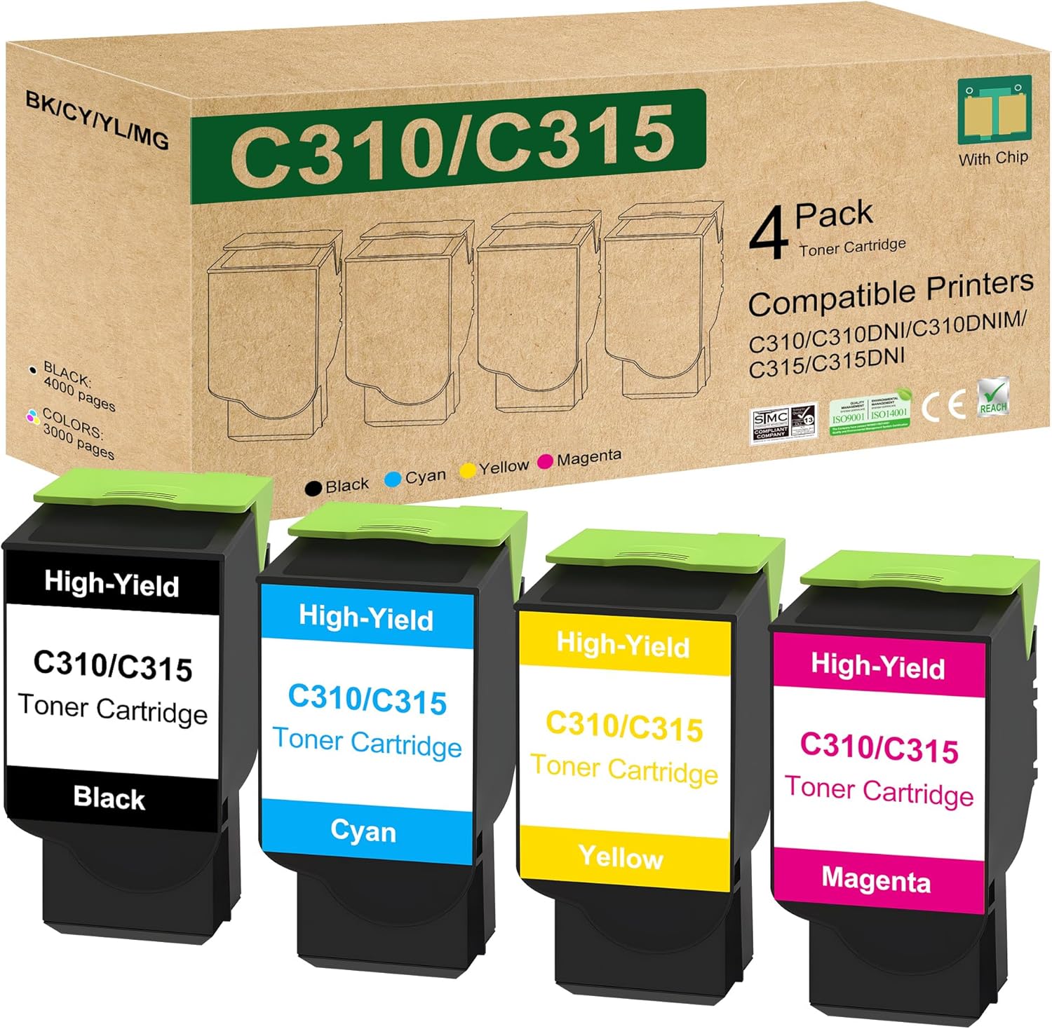 Amazon.com: C310 C315 Toner Cartridge Replacement for Xerox C310 C315 Toner 006R04356 006R04357 ...