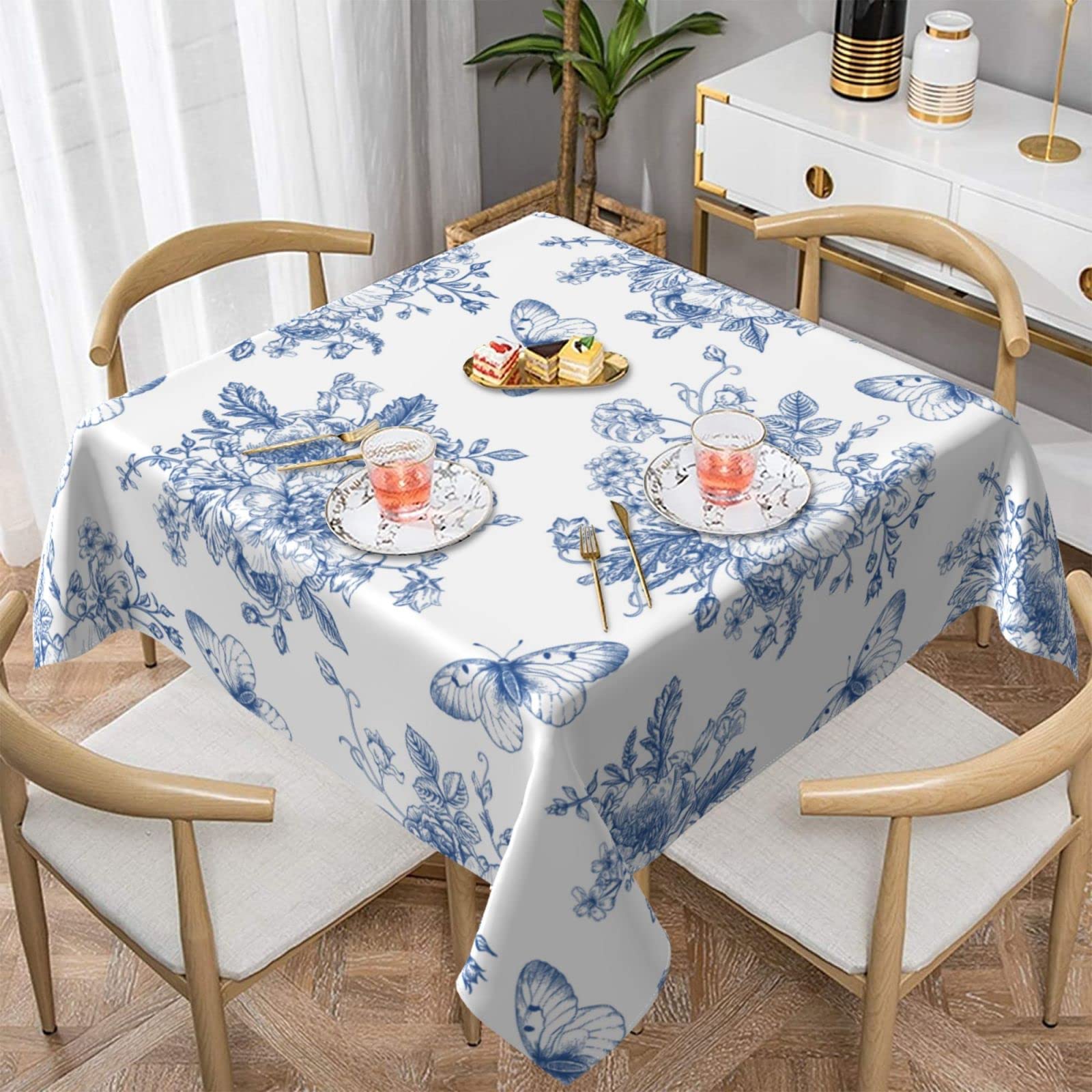 Amazon.com: Kawani Spring Floral Square Tablecloth 60x60 Inch Ruitic ...