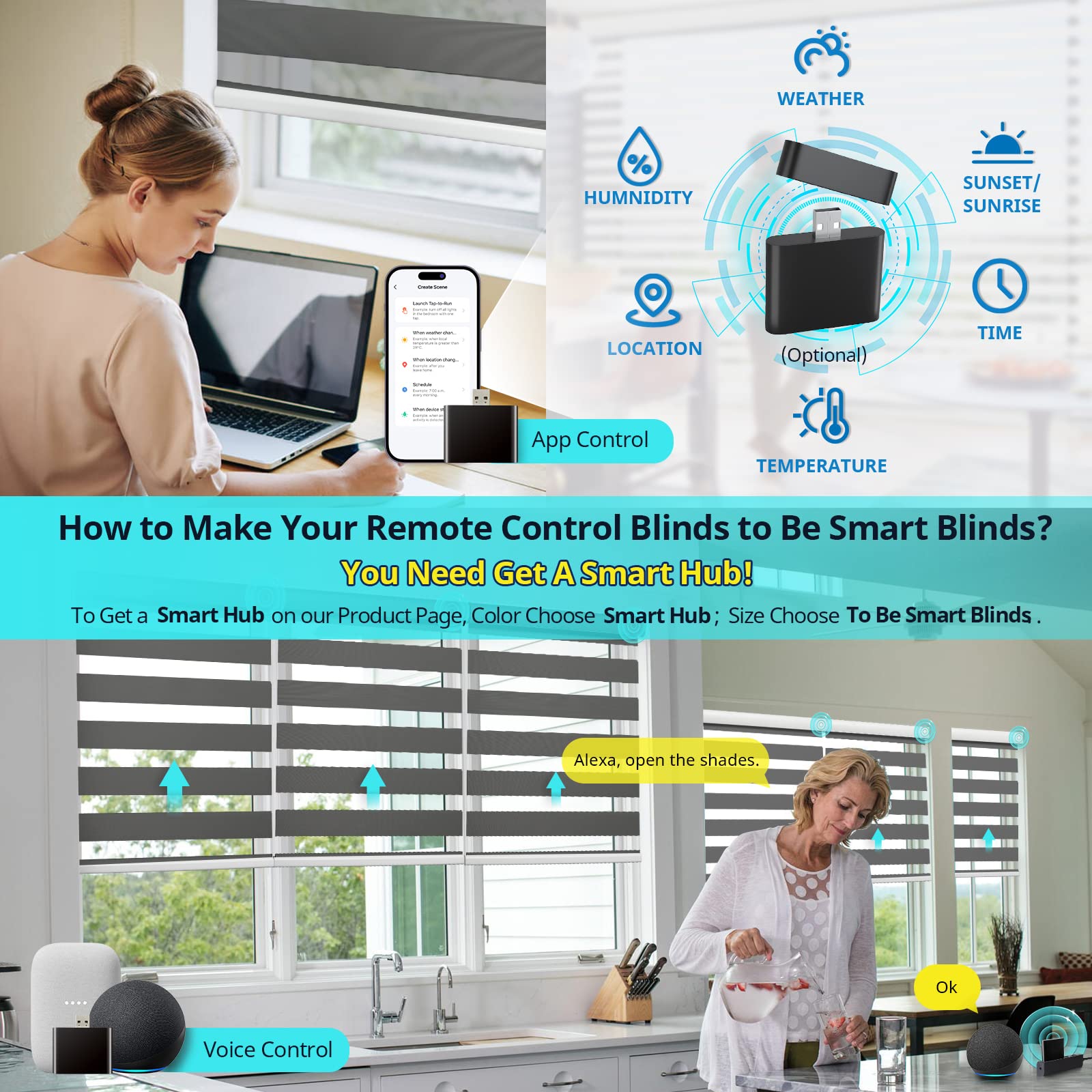 CITOLEN Motorized Blinds with Integral Valance Zebra Blinds Upgraded ...