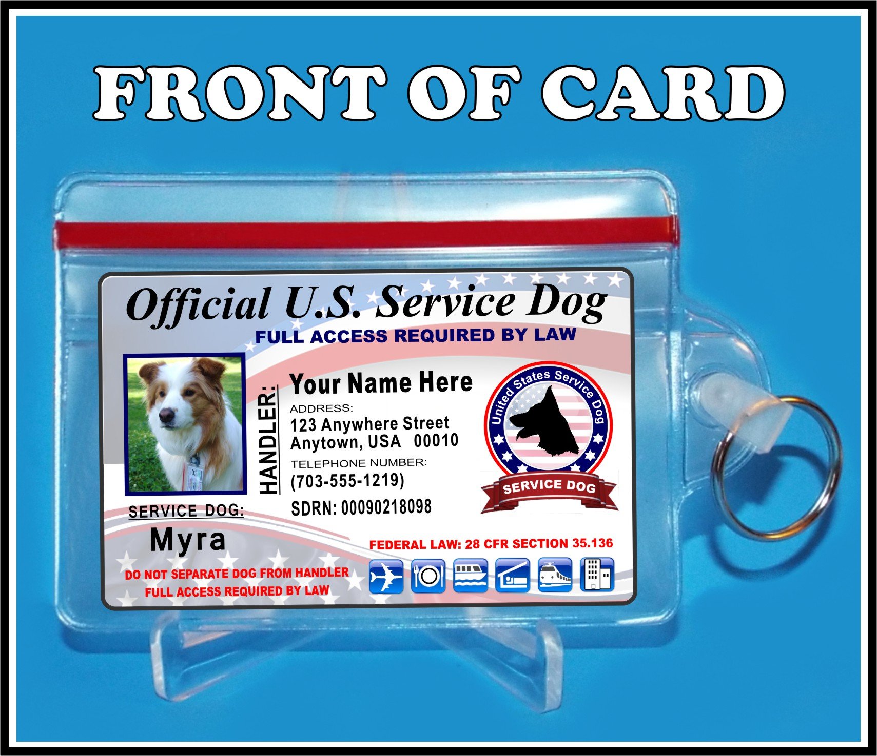 Id Card Service Dog With Holographic Security Seal HOLOGRAPHIC SERVICE