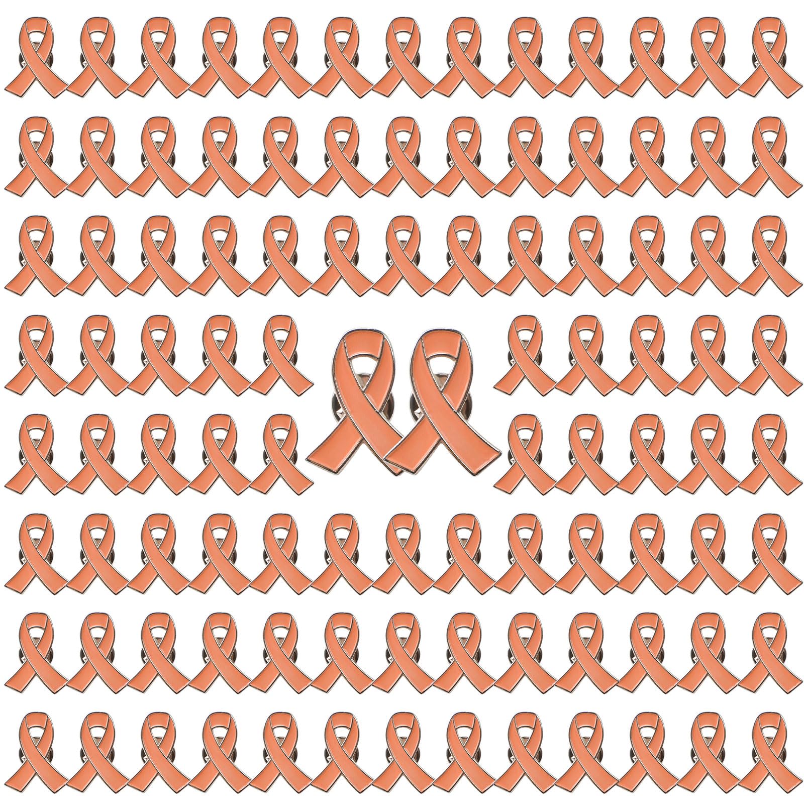 Amazon.com: WANDIC 100 Pcs Peach Ribbon Pins, Uterine Cancer ...