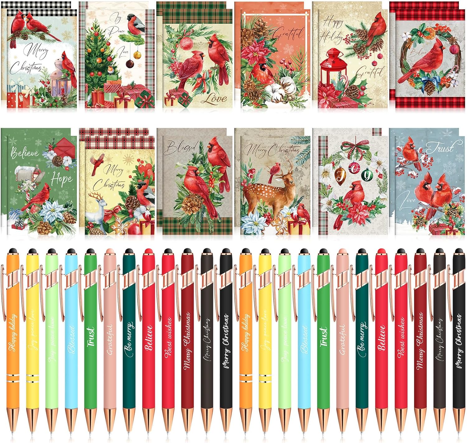 Amazon.com : Cholemy 24 Sets Christmas Mini Notepads with Pens ...