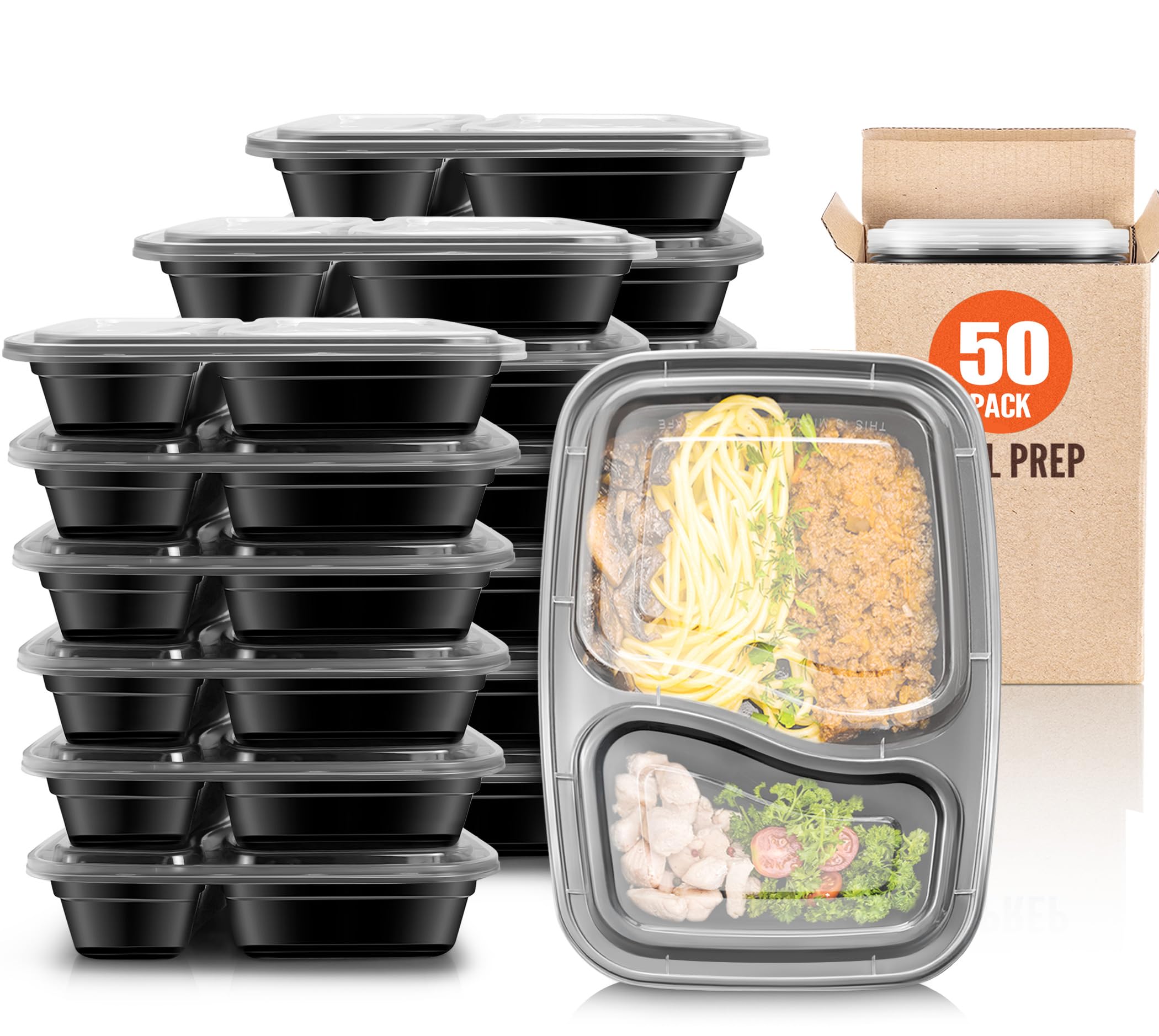 Snapklik.com : Teivio 50 Pack Plastic Meal Prep Containers Reusable, 1 ...