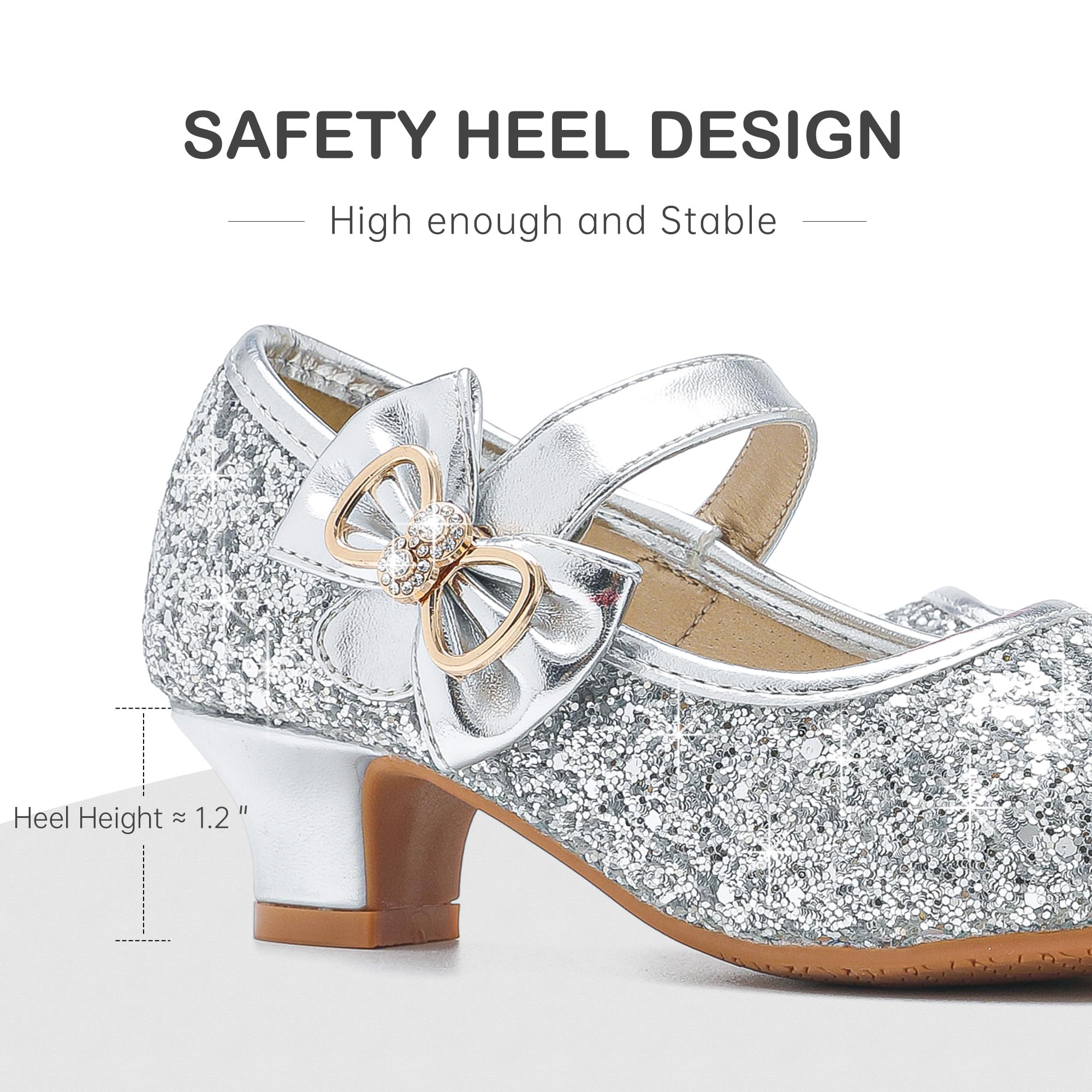 Snapklik.com : Dufannie High Heels For Little Girls Silver Dress Shoes ...