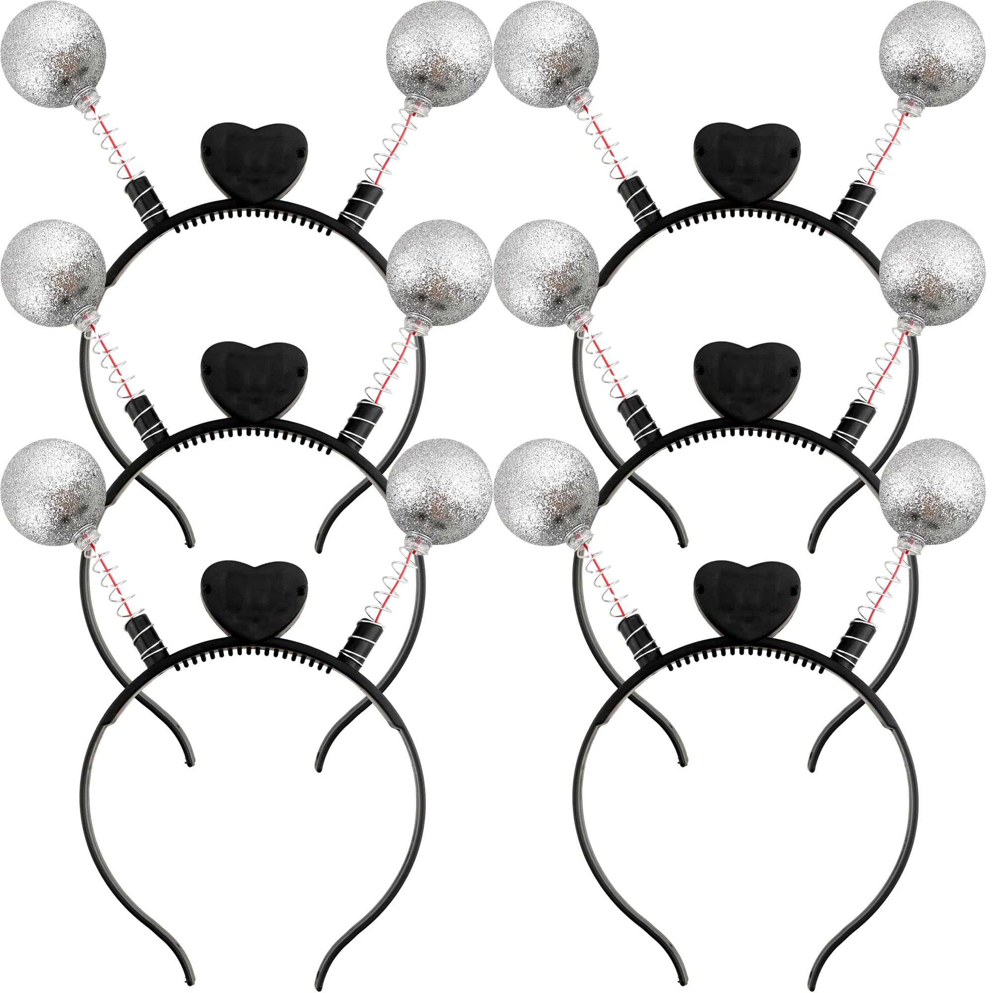 Cotiny 6 Pieces LED Alien Antenna Headband Silver Space Luminous Head ...