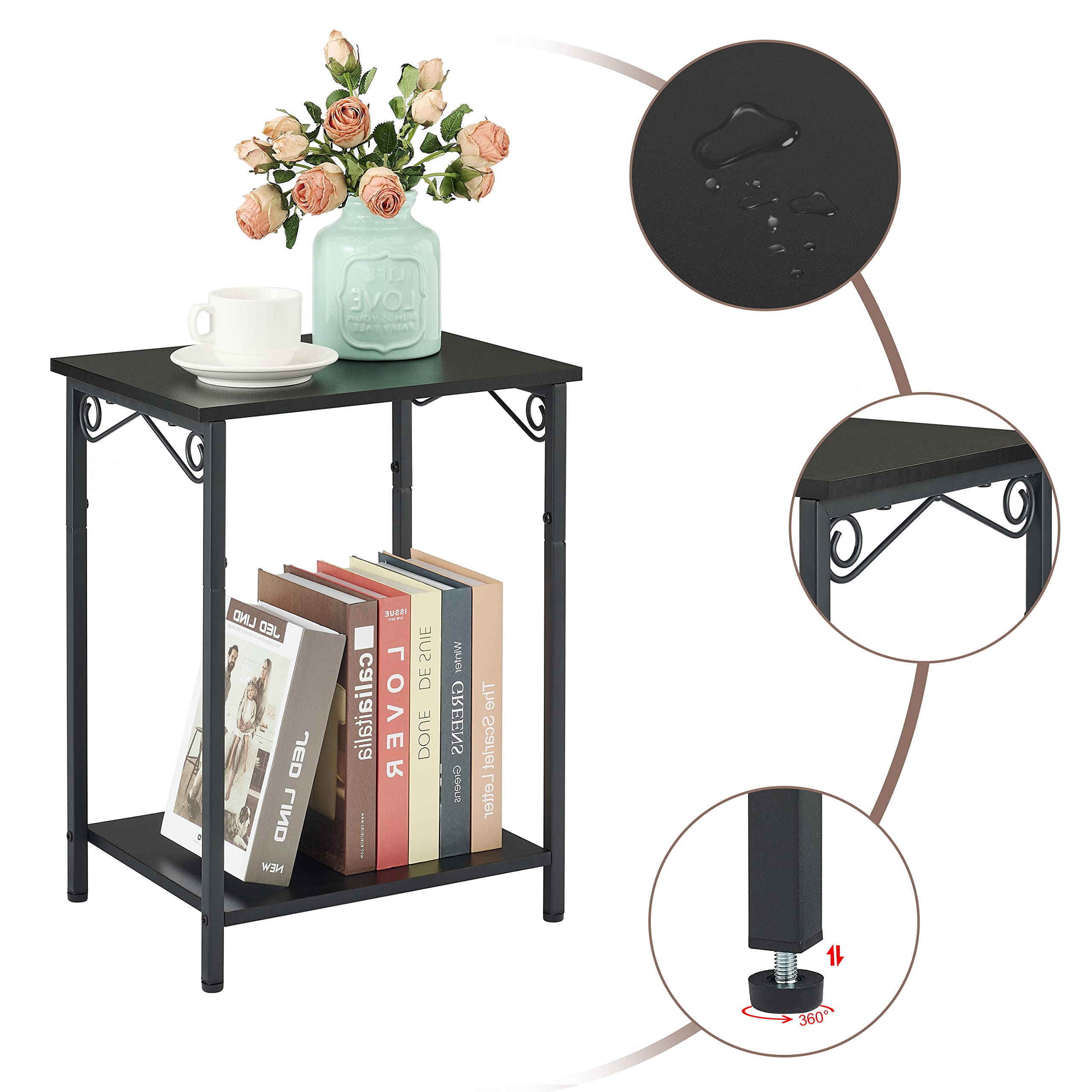Snapklik.com : Hoctieon 2 Tier End Table, Small Night Table, Narrow ...