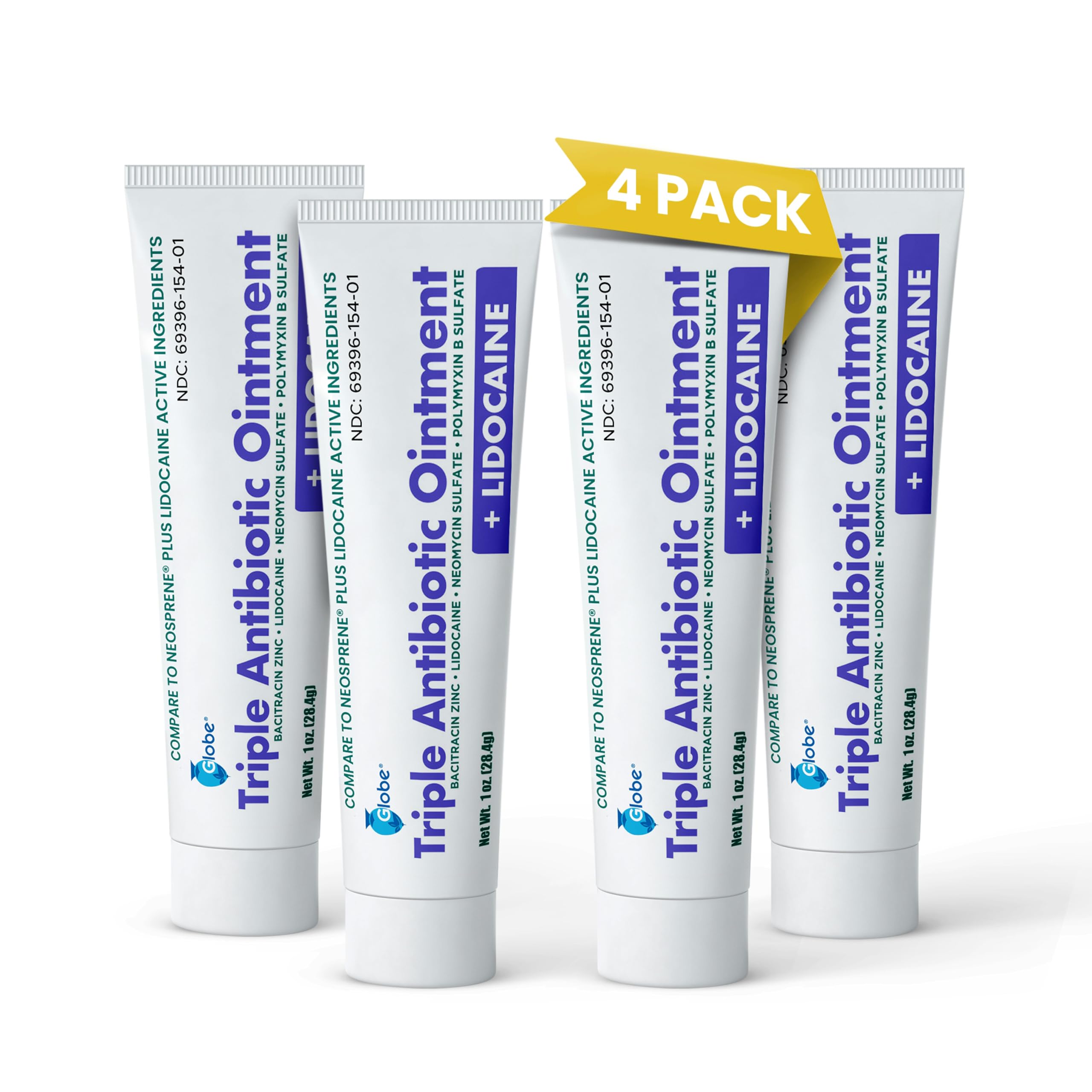 Amazon.com: Globe (4-Pack) First Aid Antibiotic Ointment + Lidocaine 1 ...