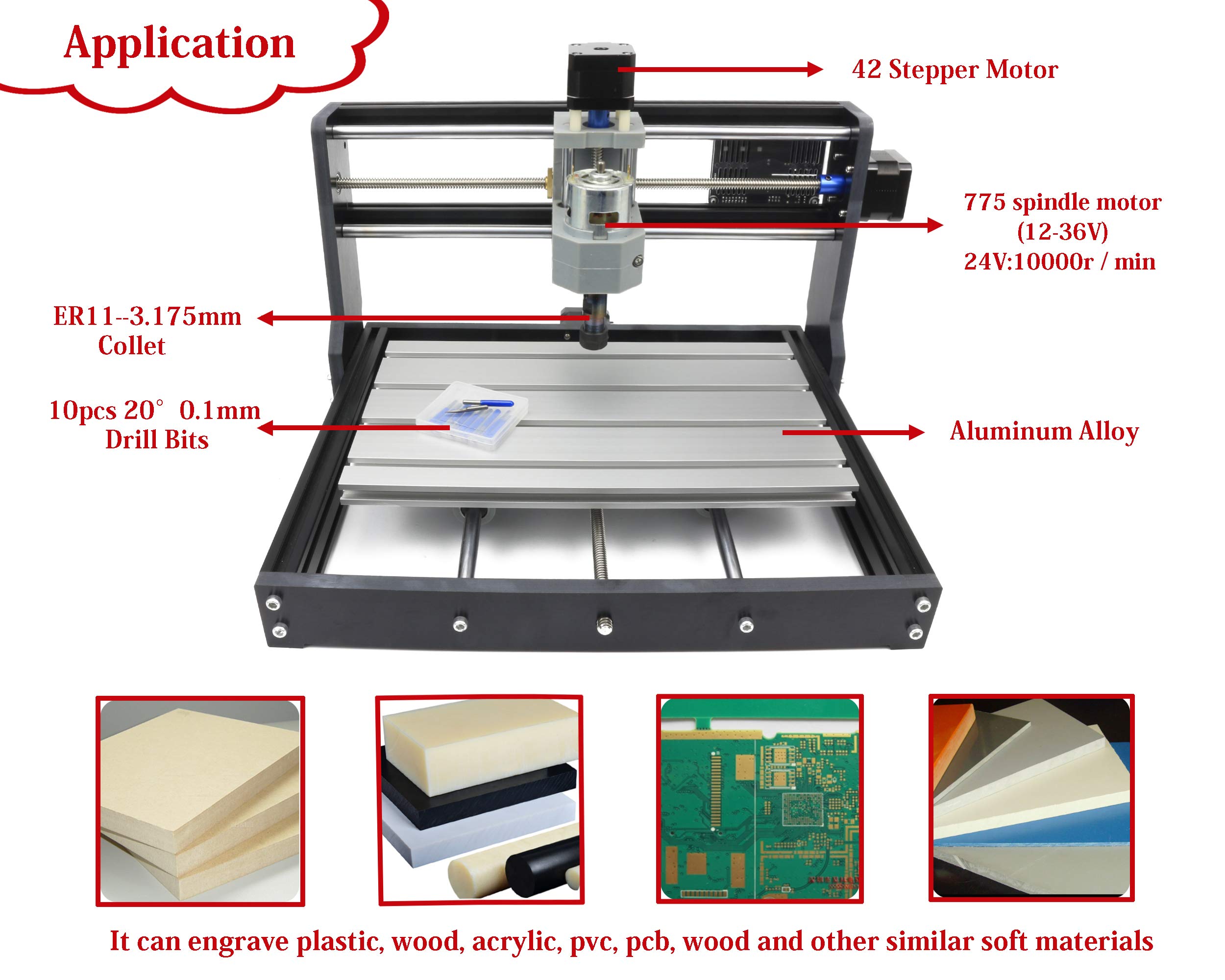 Buy RATTMMOTOR 3018 Pro 3 Axis GRBL Control DIY Mini CNC Router Machine ...