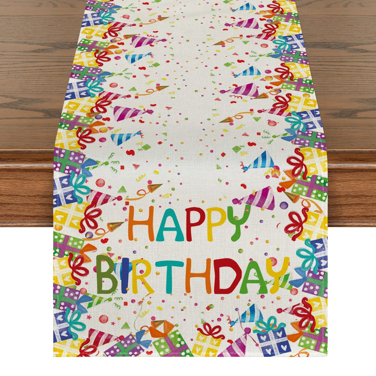 Amazon.com: Artoid Mode Happy Birthday Table Runner, Gifts Polka Dot ...