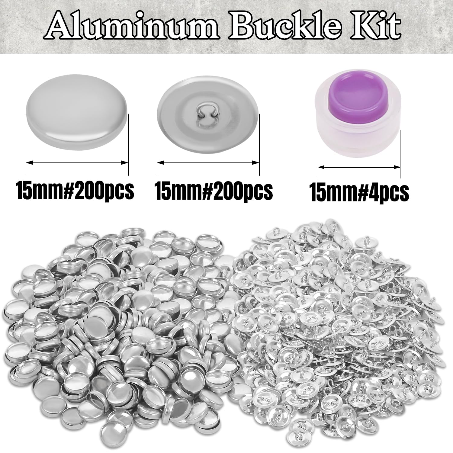 5 Size Button Tools For Sewing Home Decor 200 Sets With 4pcs 15mm ...